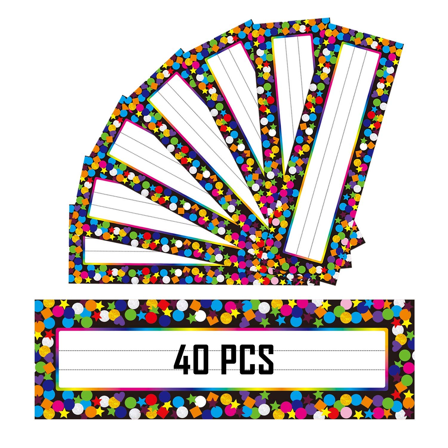 Amazon.com: Kingovalley Desk Nameplate, Confetti Nameplate for Student ...