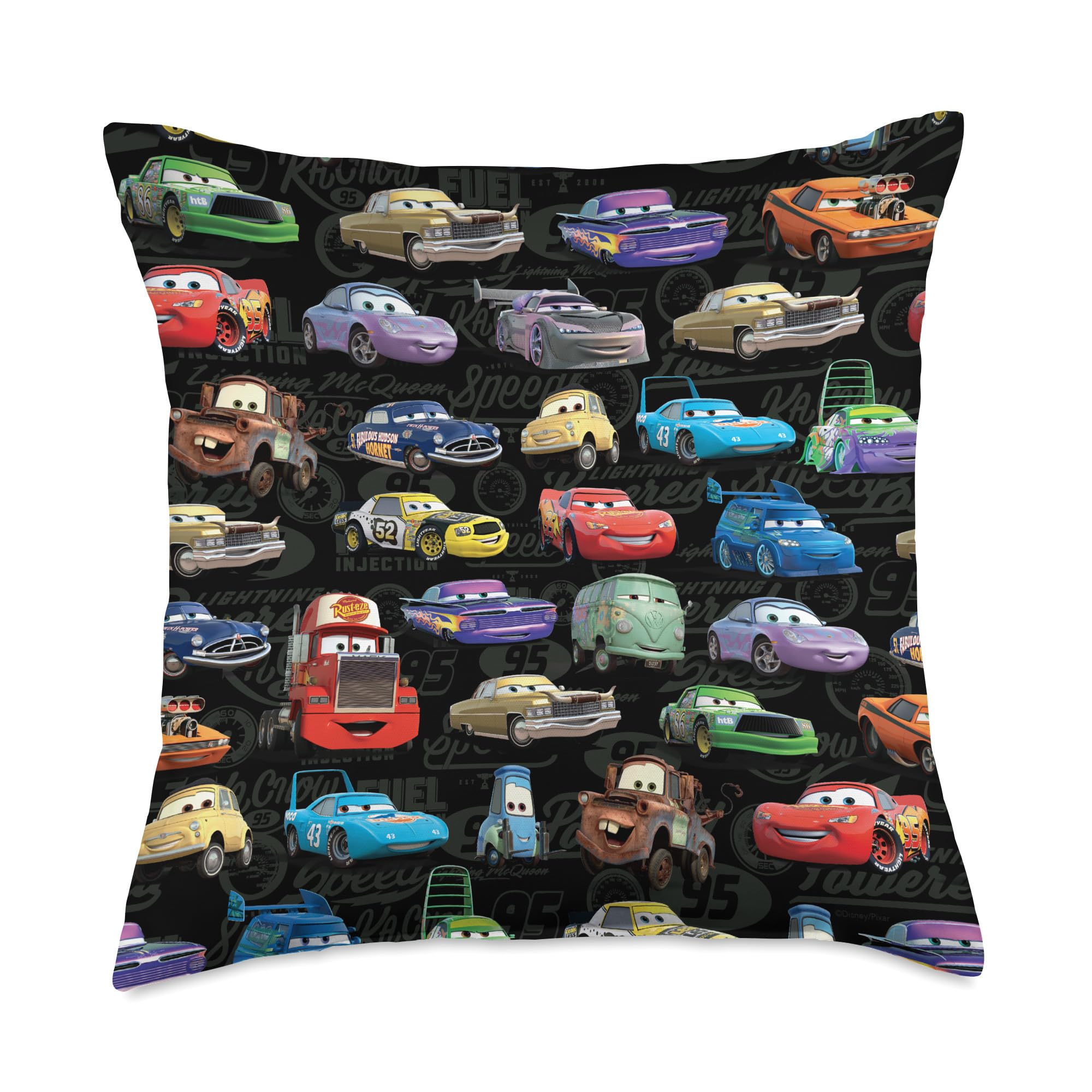 Amazon.com: Disney PIXAR Cars Characters All-Over Print Throw Pillow ...