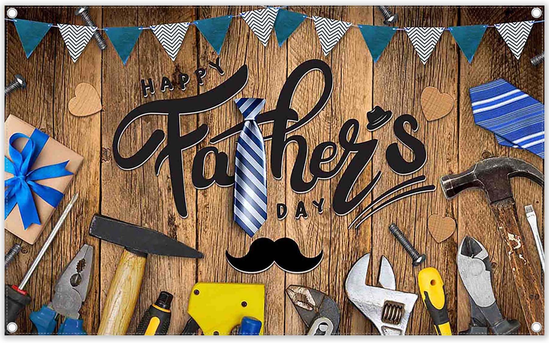 Amazon.com : ZTHMOE 72x43inch Fabric Father's Day Backdrop Rustic ...