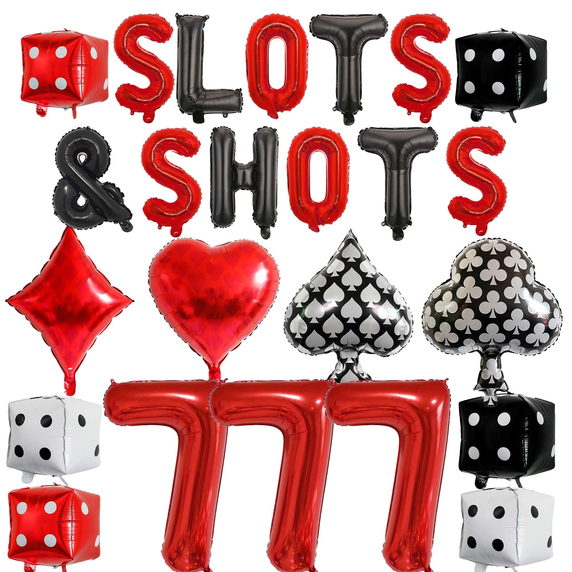 Amazon.com: Casino Theme Balloons, 24 Pcs Slots Shots Banner Number 7 ...