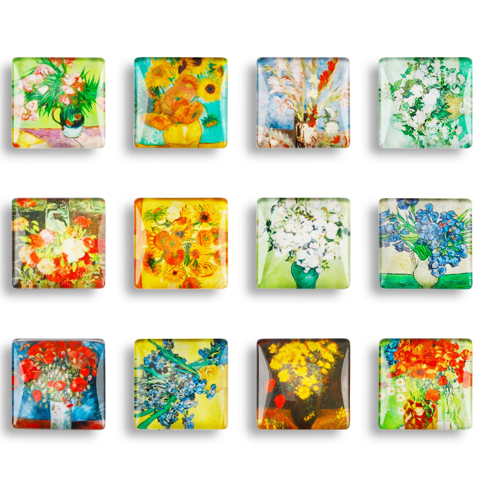 Amazon.com: Square Fridge Magnet Crystal Glass Van Gogh Oil Painting ...