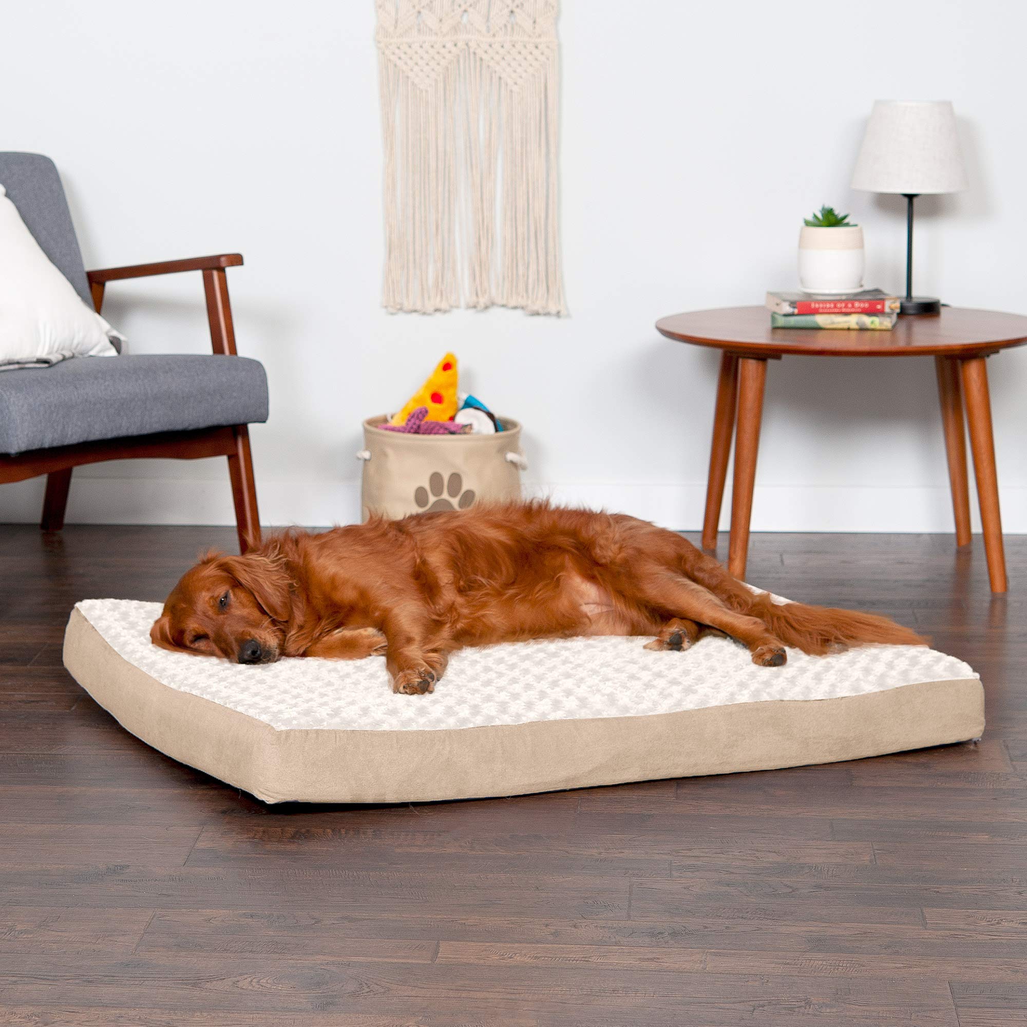 Furhaven Pet Bed for Dogs and Cats - Ultra Plush Curly Faux Fur and ...