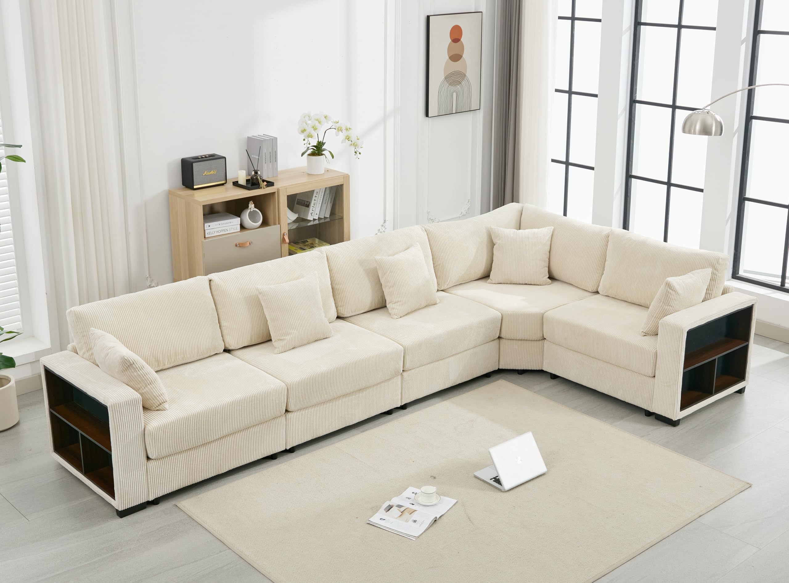 Amazon.com: ASAHREE Corduroy Large Sectional Sofa Couches for ...