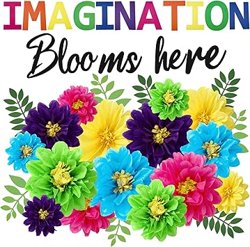 Amazon.com: Fullhawl 36 Pcs Imagination Blooms Here Art Classroom Decor ...