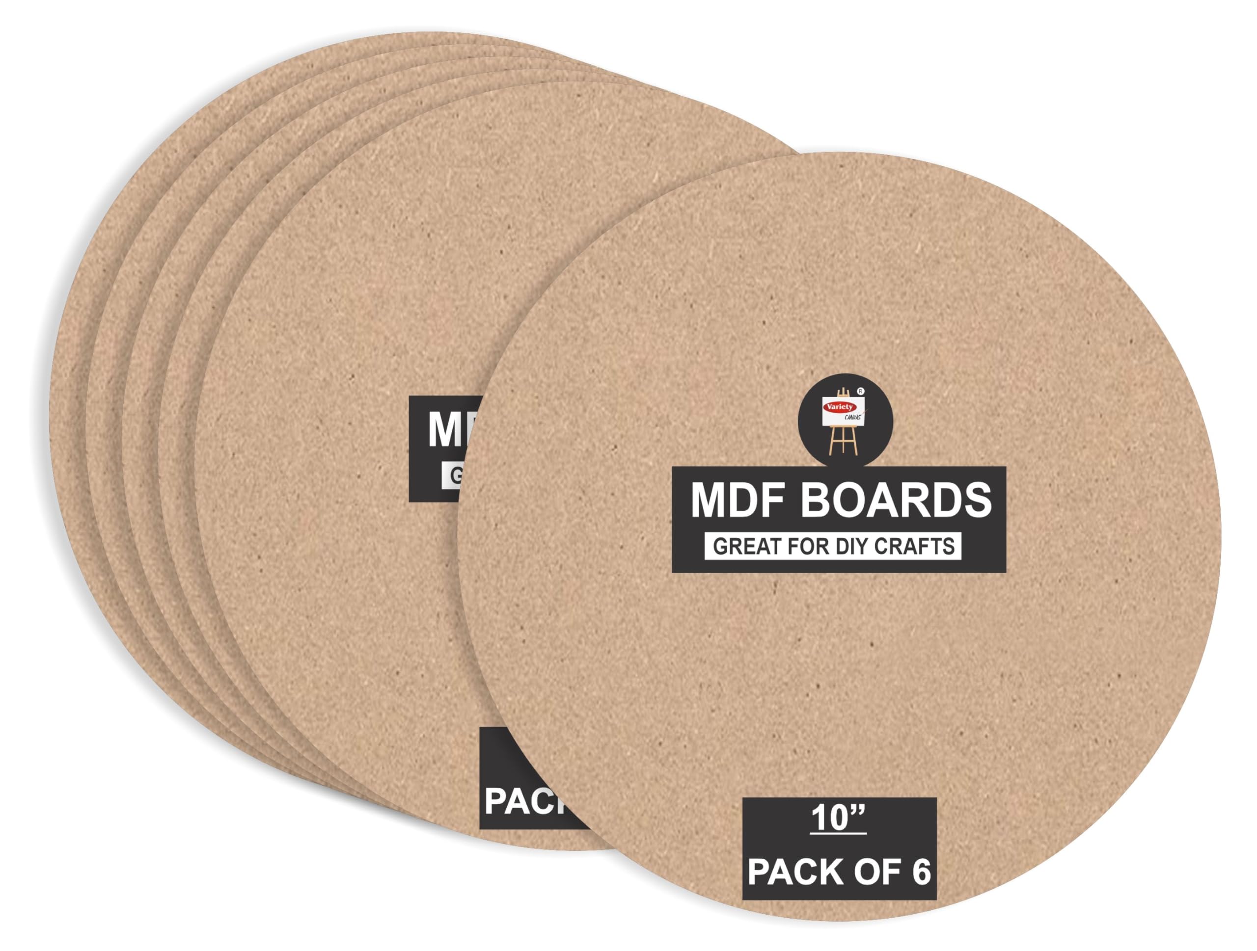 Variety Canvas 6 Piece Round MDF Boards for Art and Craft, Wood Round ...