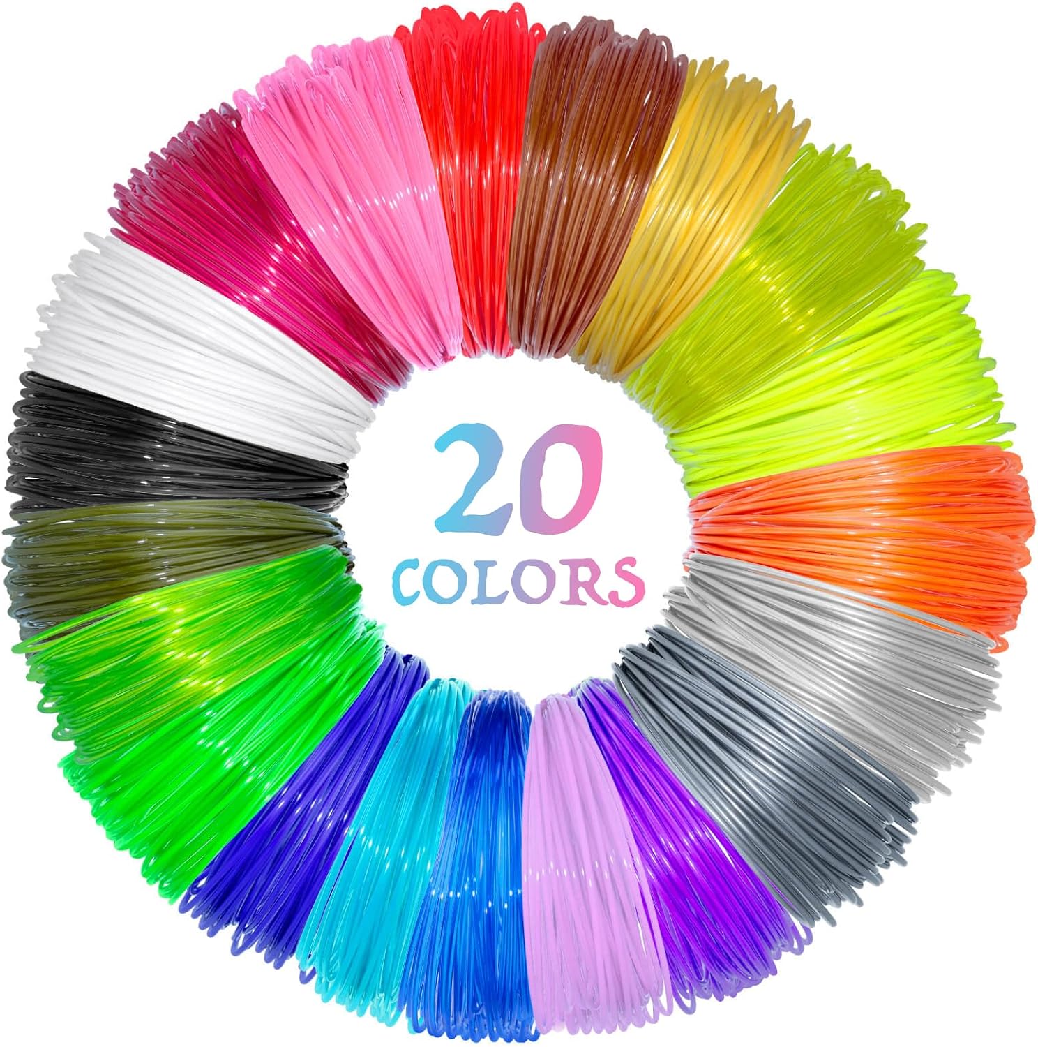 20 Colors 3D Pen PLA Filament Refills, 1.75mm Premium Printing Filament ...