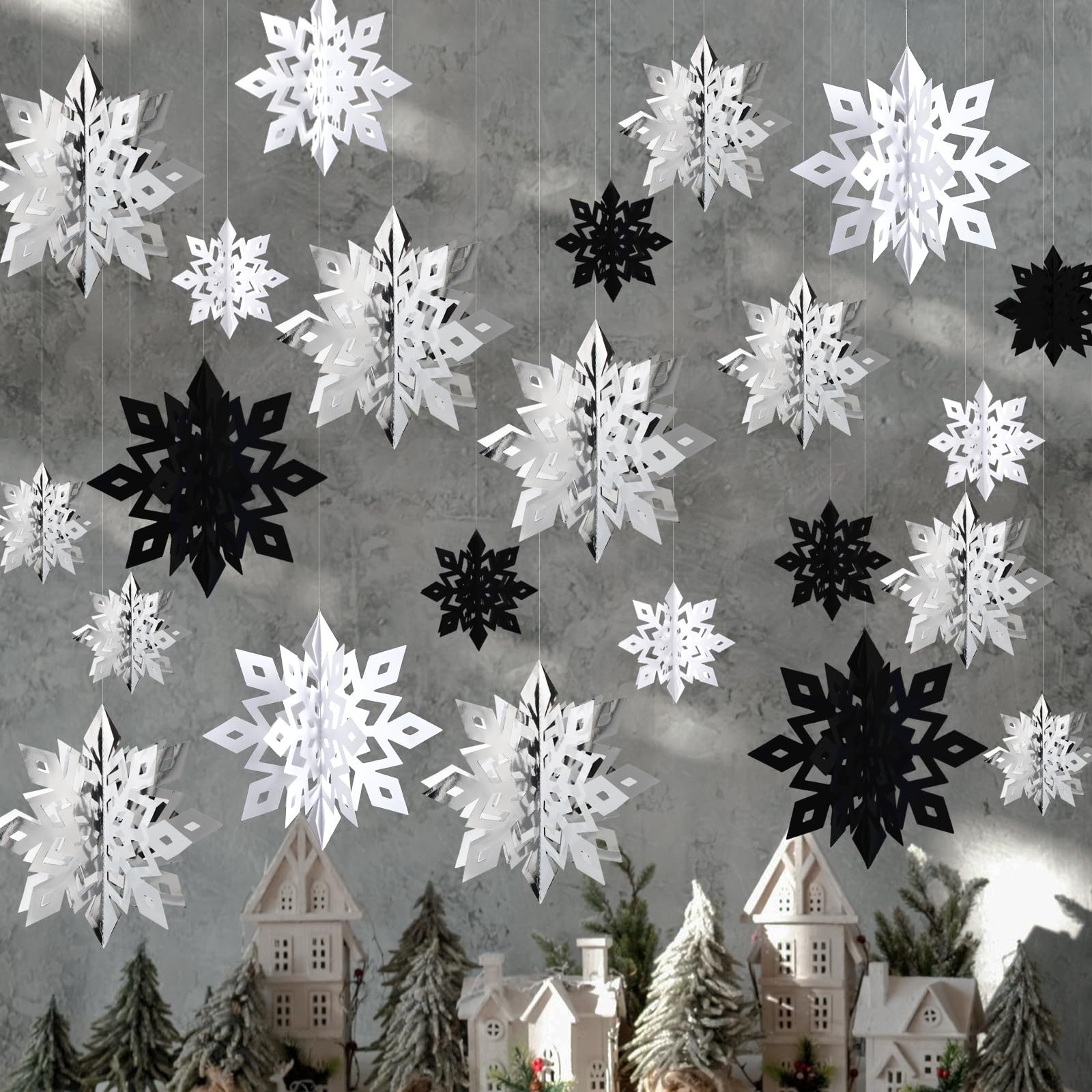 Amazon.com: OuMuaMua Christmas Snowflake Decorations Indoor, 24PCS 3D ...
