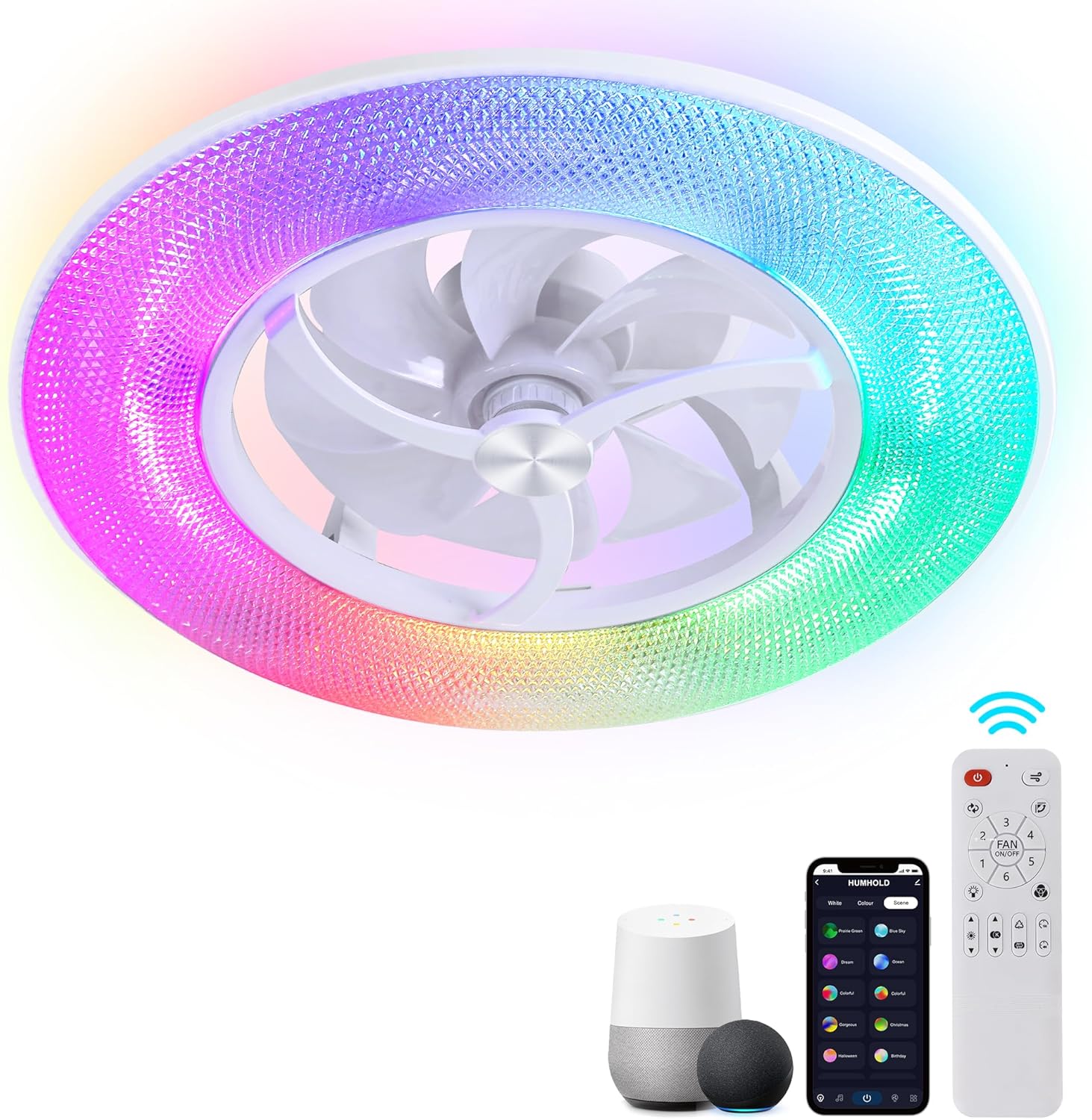 Amazon.com: Ceiling Fans with Lights Remote - 22" Smart Low Profile ...
