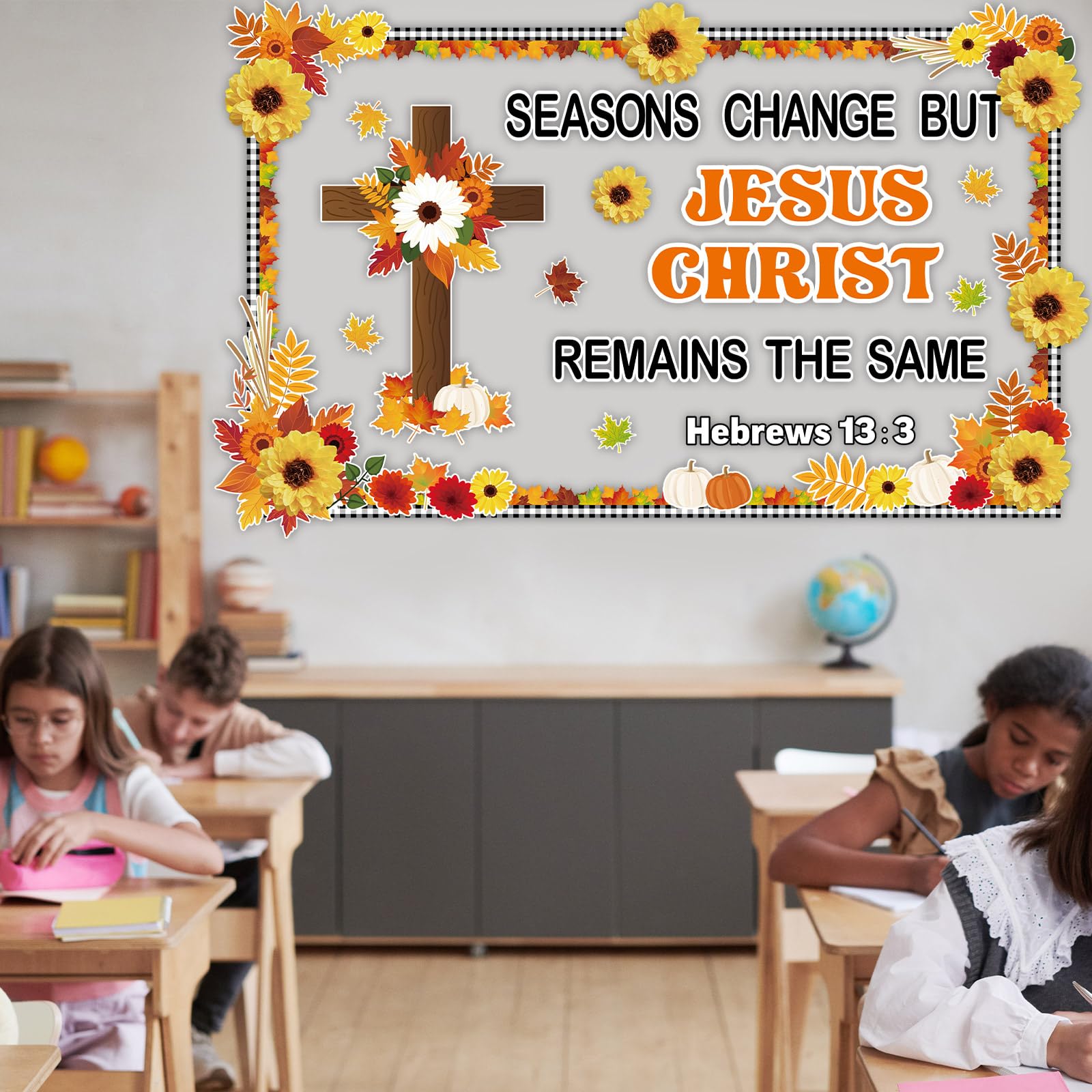 Snapklik.com : Fall Christian Jesus Classroom Bulletin Board ...