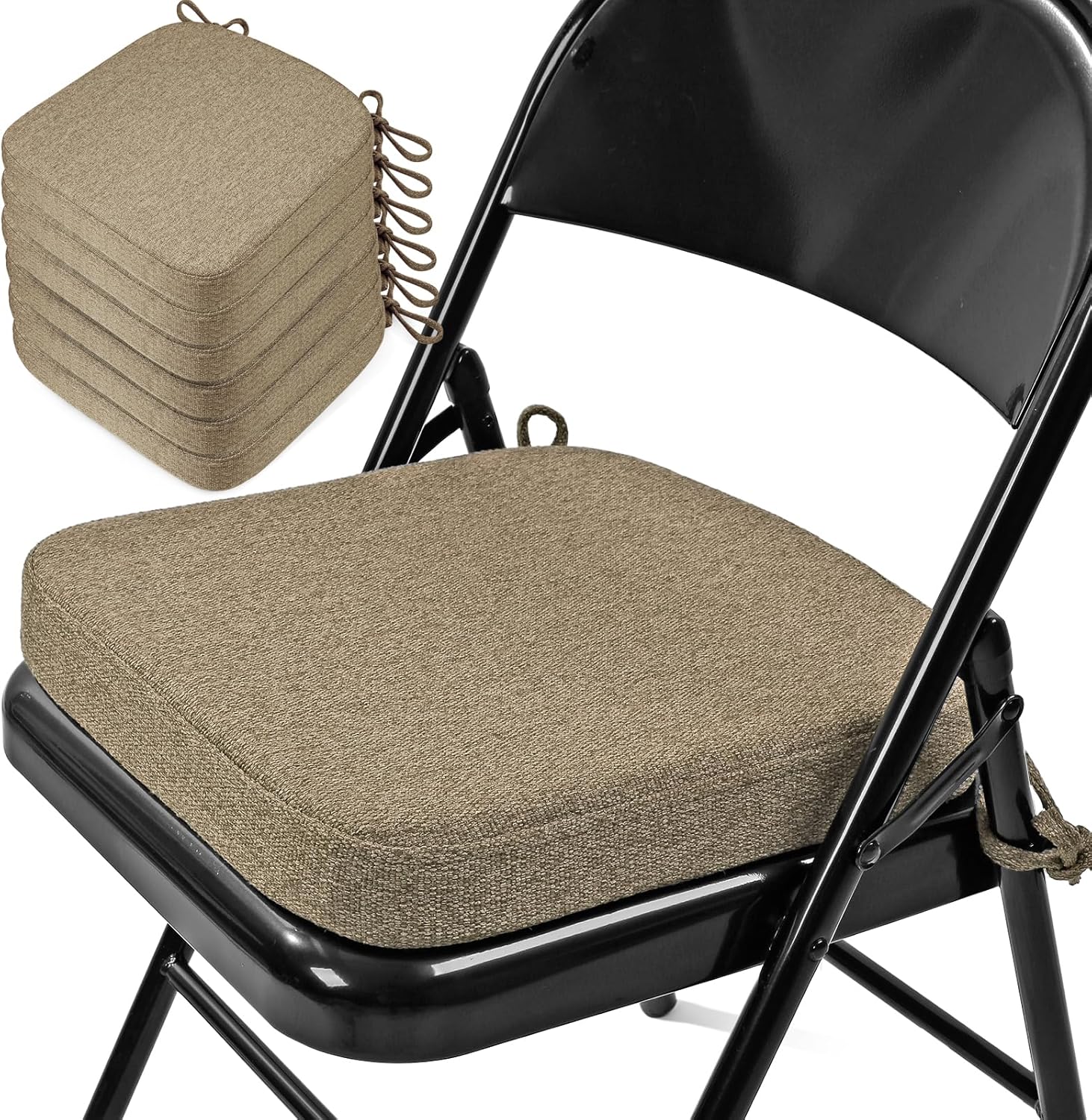 Amazon.com: SINOSSO Thickened 2" Memory Foam Folding Chair Cushions 6 ...
