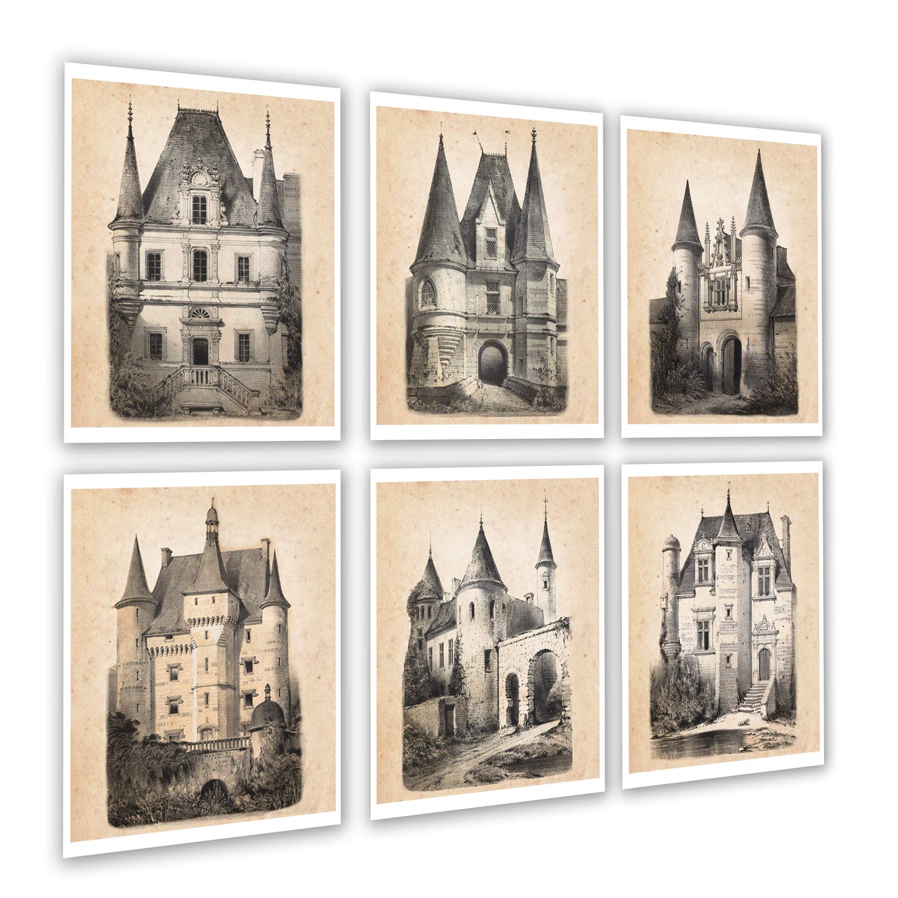 Buy Fairy Tale Nursery Decor Set of 6 Unframed French Chateau ...