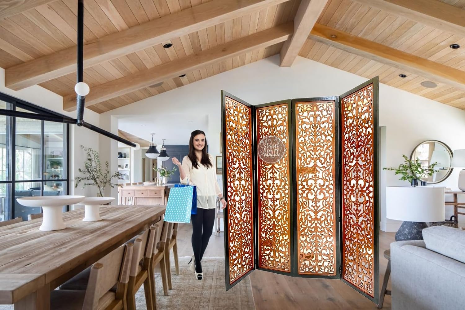 Store Craft Wooden Partition for Living Rooms 6 Feet Wood Partition ...