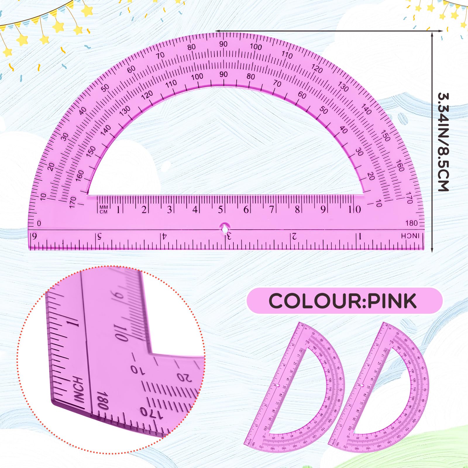 Snapklik.com : EBOOT Plastic Protractor Math Protractors 180 Degrees, 6 ...