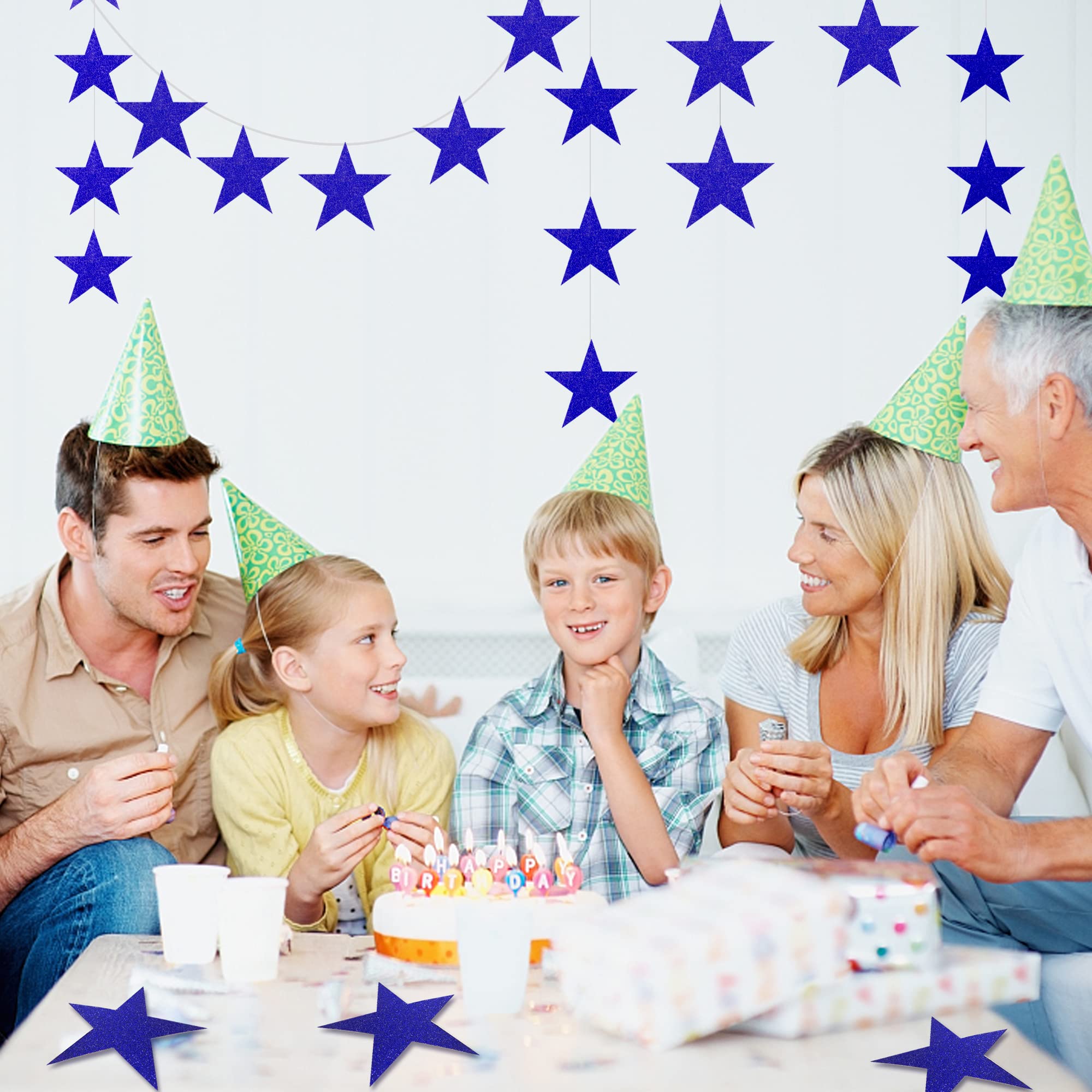 Snapklik.com : 100 PCS Glitter Blue Five Star Cutouts Paper Stars ...