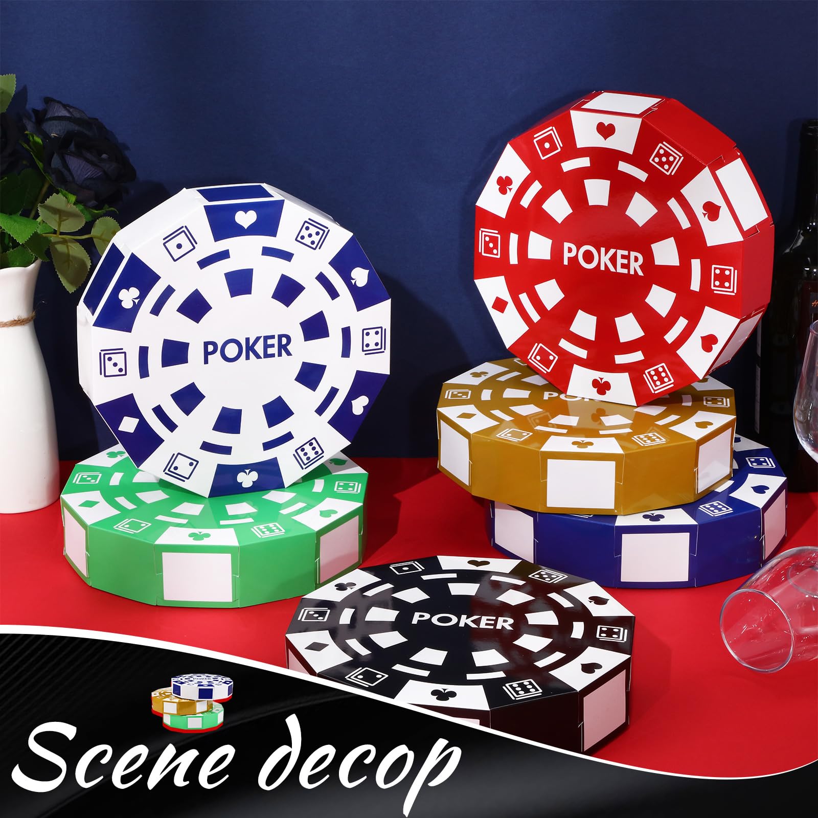 Casino Theme Party Decorations 9 Inch Large Poker Chip Favor Boxes ...