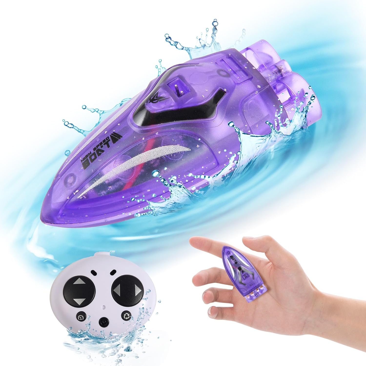 Amazon.com: PowerTRC Mini Remote Control Boat RC Boat 360 Rotating 2.4 ...