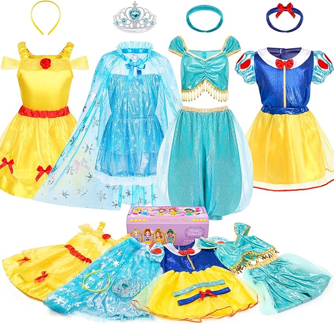 Amazon.com: Kids Princess Dress Up Clothes for Little Girls, BIBUTY ...