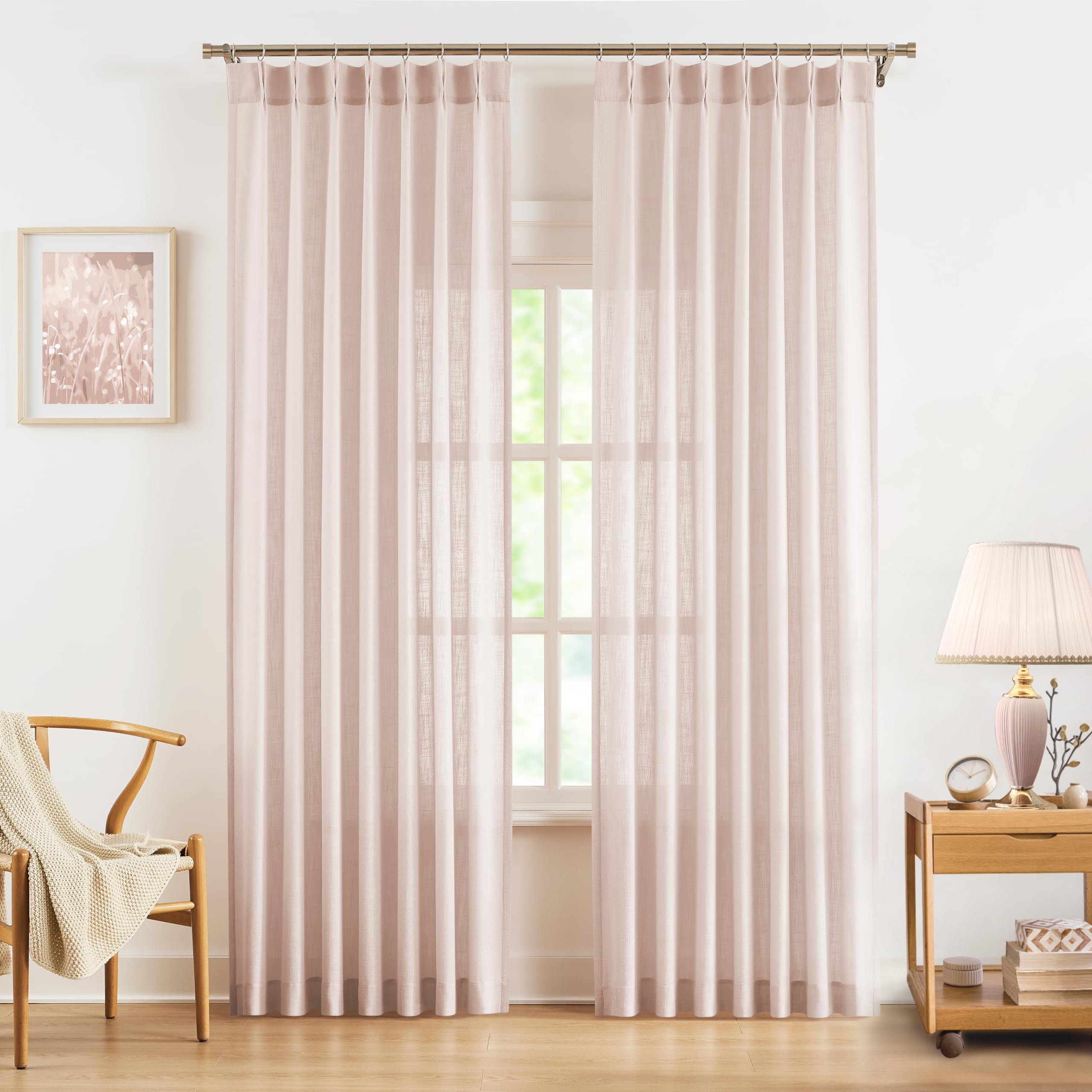 Amazon.com: WEST LAKE Pink Bailey Pinch Pleated Semi Sheer Window ...