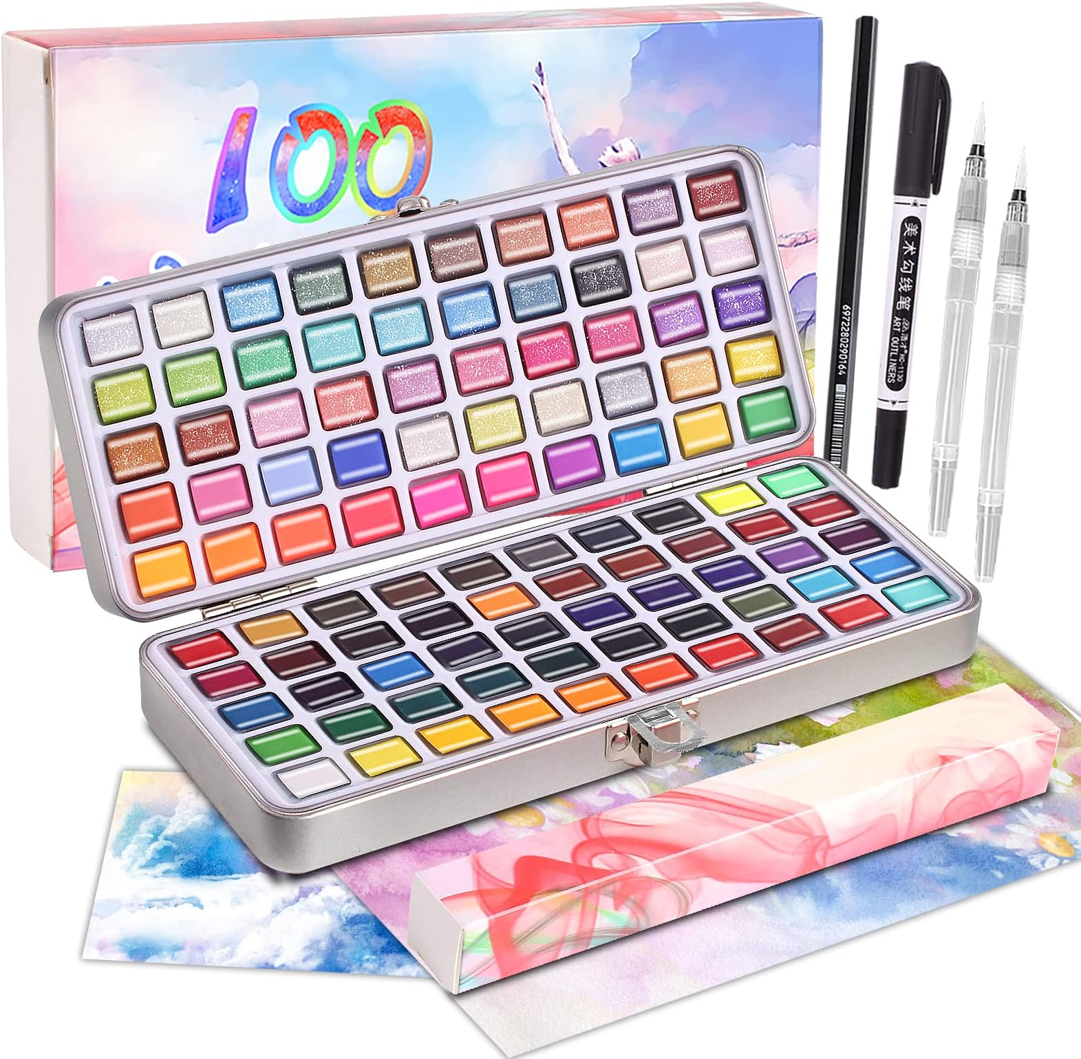 Amazon.com: Watercolor Paint Set with 100 Bright Colors: for Adult ...