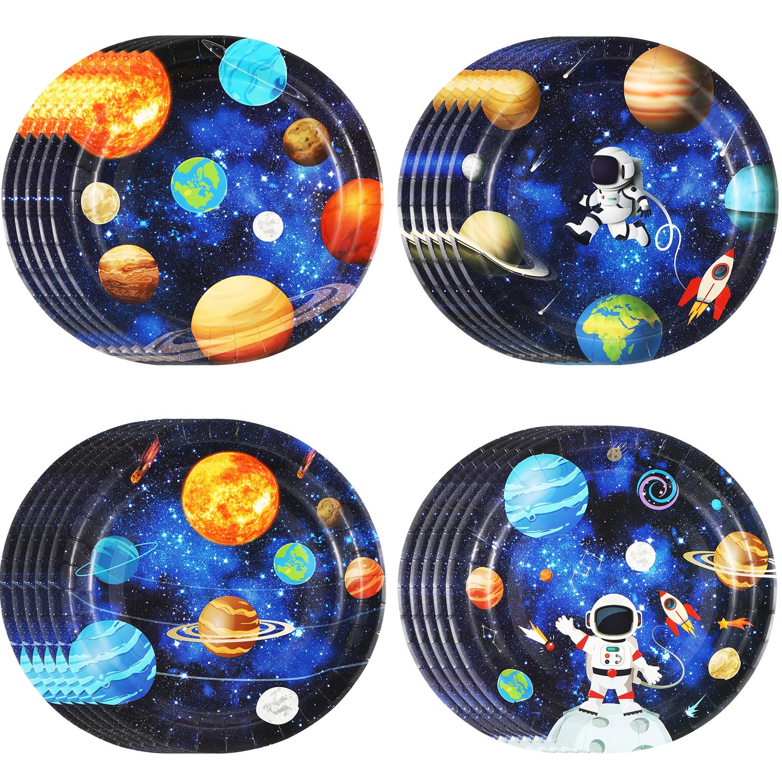 Amazon.com: Funnymoom 60 Pcs Space Party Plates 9 Inch Astronaut Outer ...