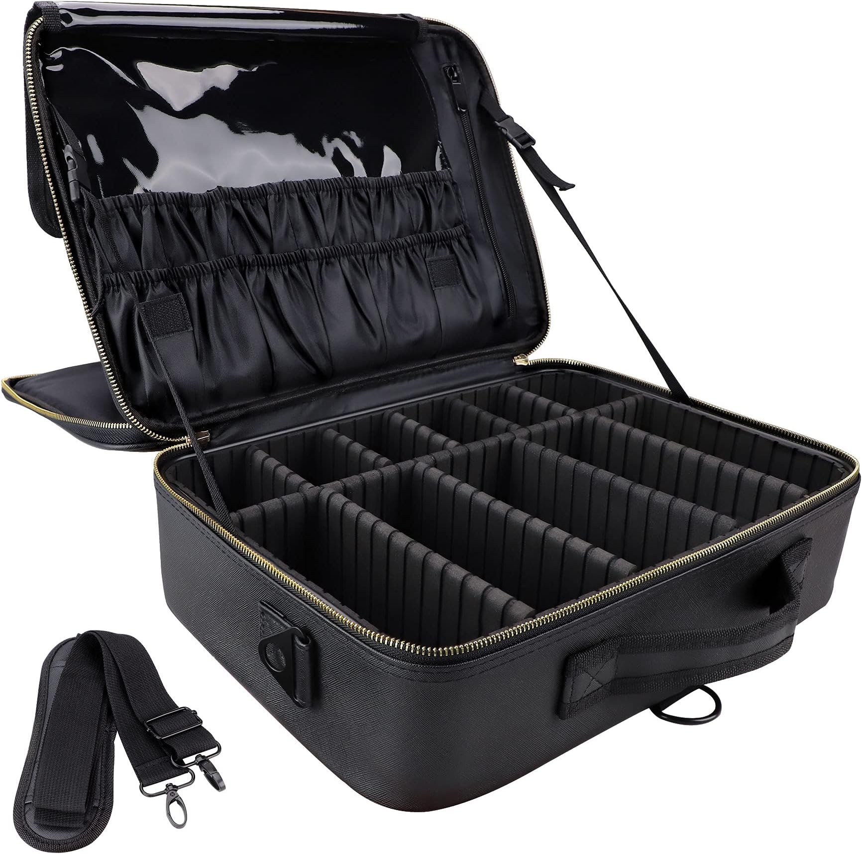 Amazon.com : gzcz Large Capacity Travel Makeup Train Case 16.5 Inches ...