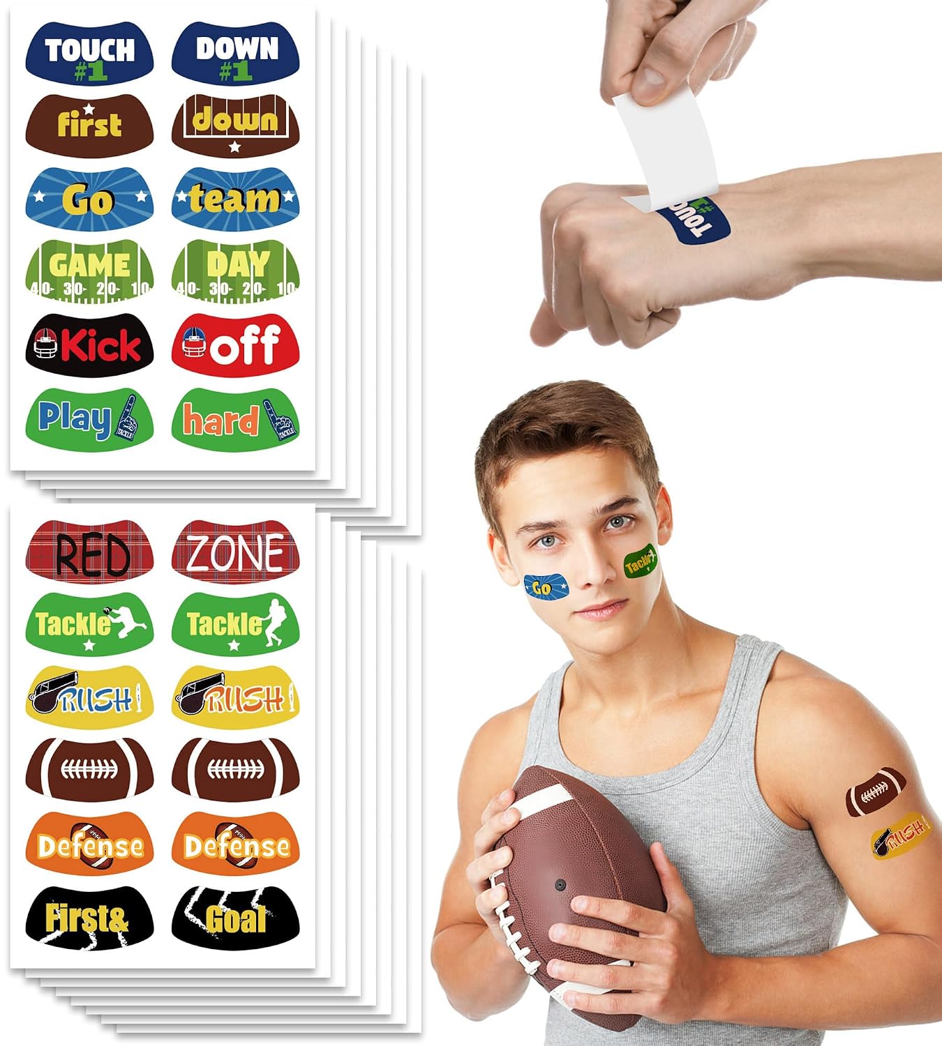 Amazon.com : 192PCS Football Temporary Tattoos Sticker Kids Football ...