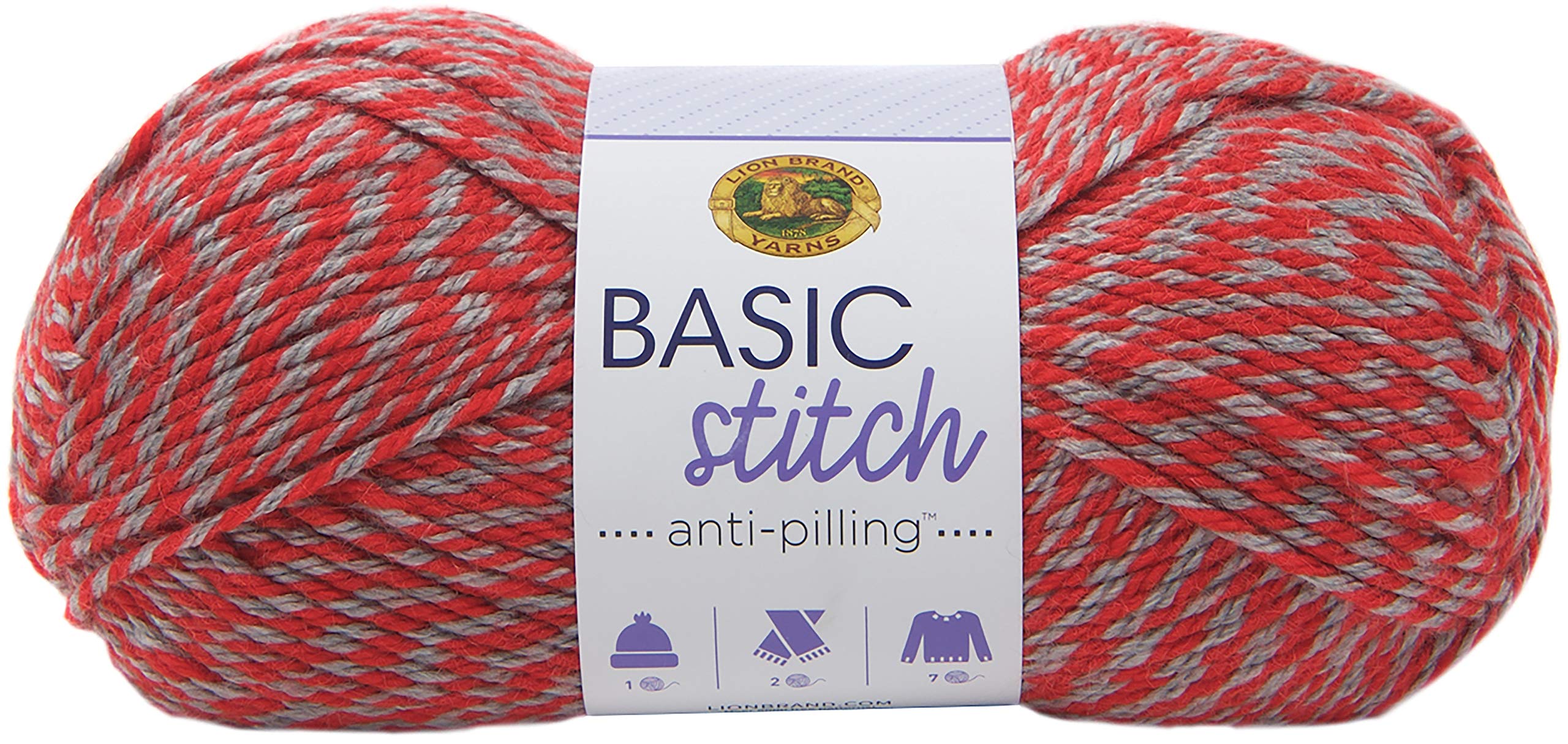 Amazon.com: LION BRAND YARN COMPANY YARN BASIC STITCH AN RED/GREY