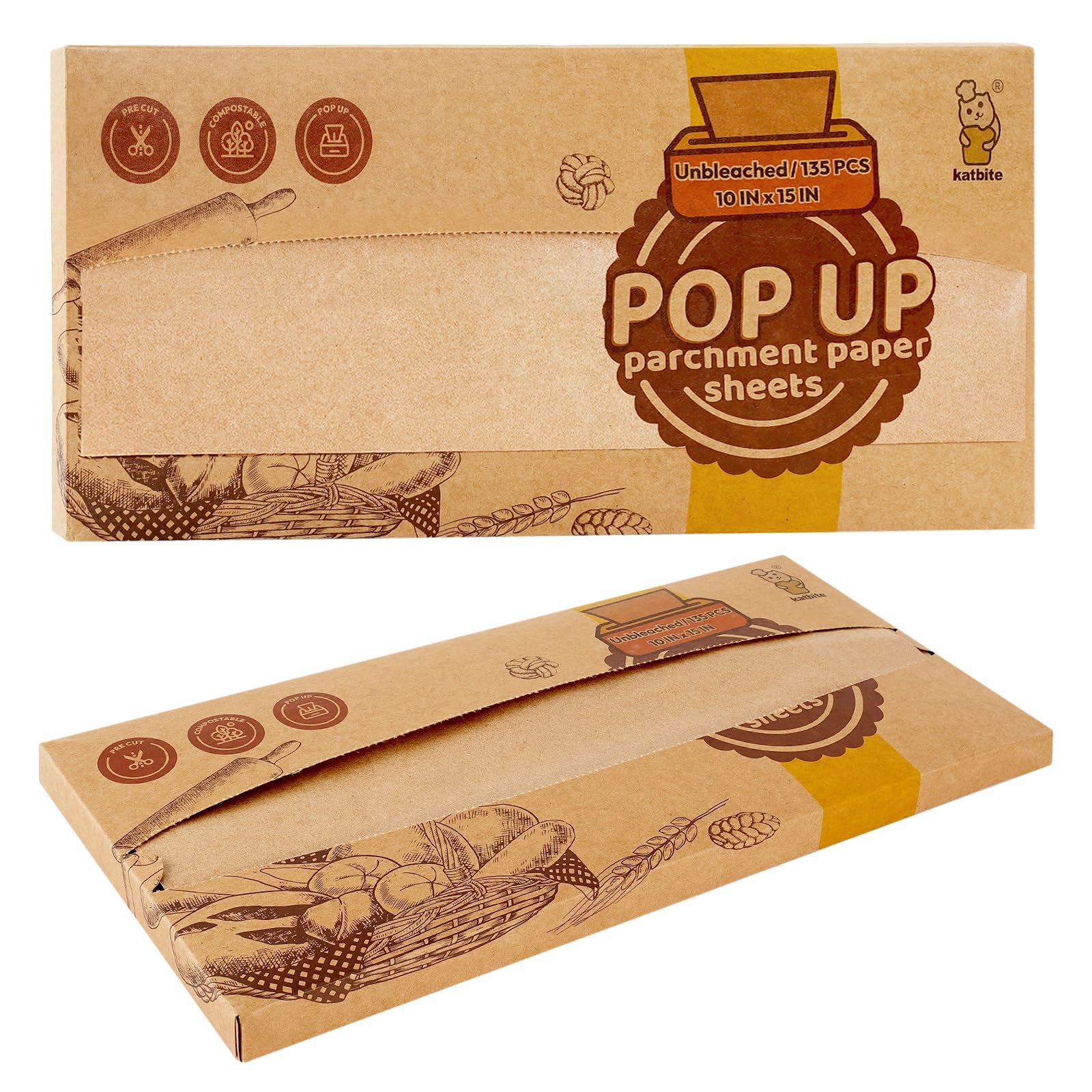 Amazon.com: katbite 135Pcs 45 gsm Pop-Up Parchment Paper Sheets, Heavy ...