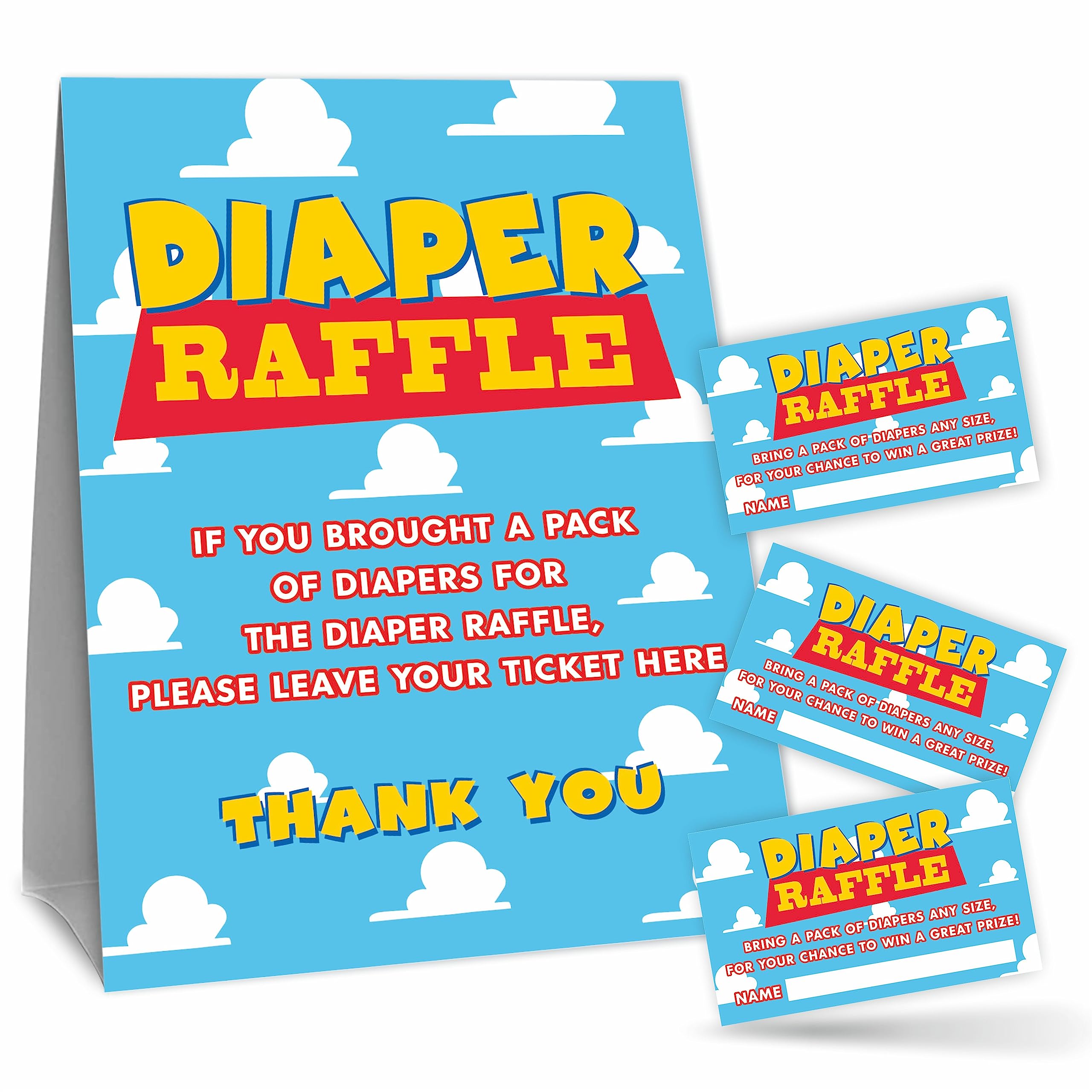 Amazon.com: Diaper Raffle Game Kit For Baby Shower(1 Standing Sign + 50 ...