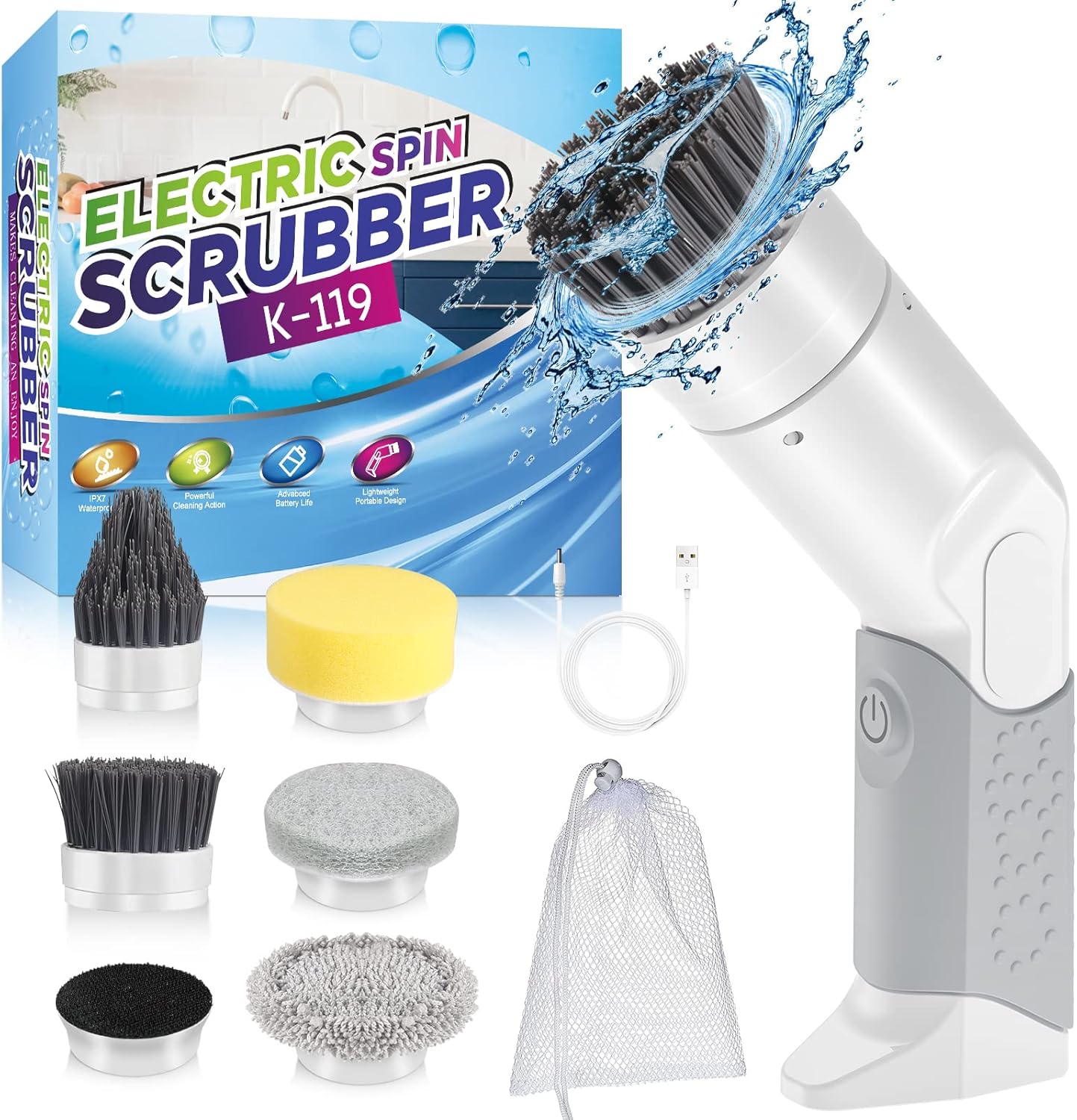 Amazon.com: Handheld Electric Spin Scrubber, Cordless Power Scrubber ...