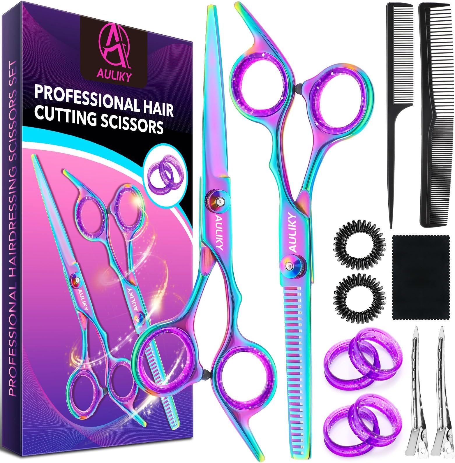 Amazon.com : Hair Cutting Scissors Shears Kit, 6.7” Barber Scissors ...