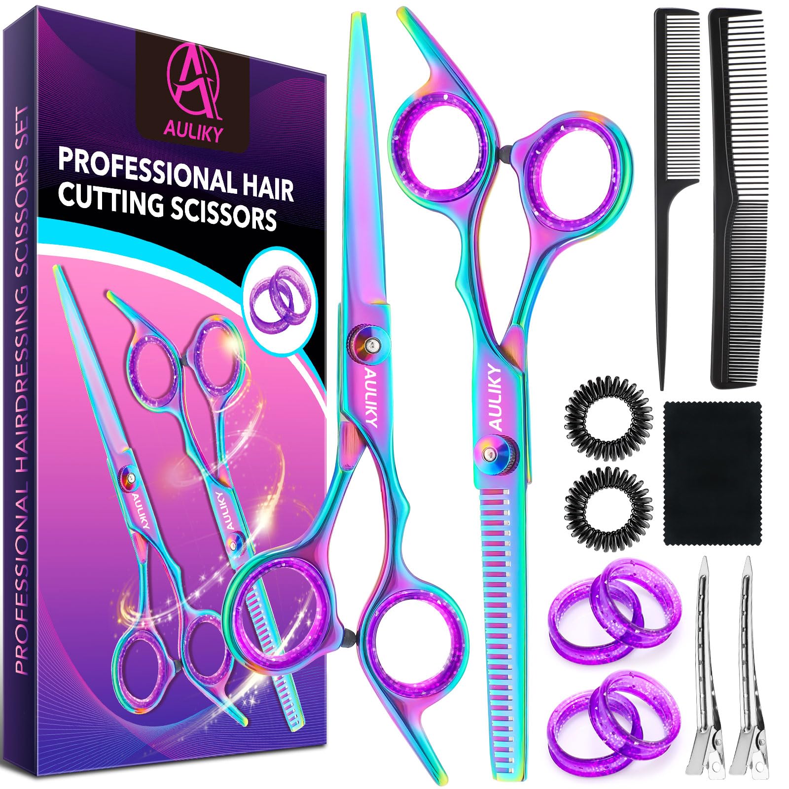 Amazon.com : Hair Cutting Scissors Shears Kit, 6.7” Barber Scissors ...