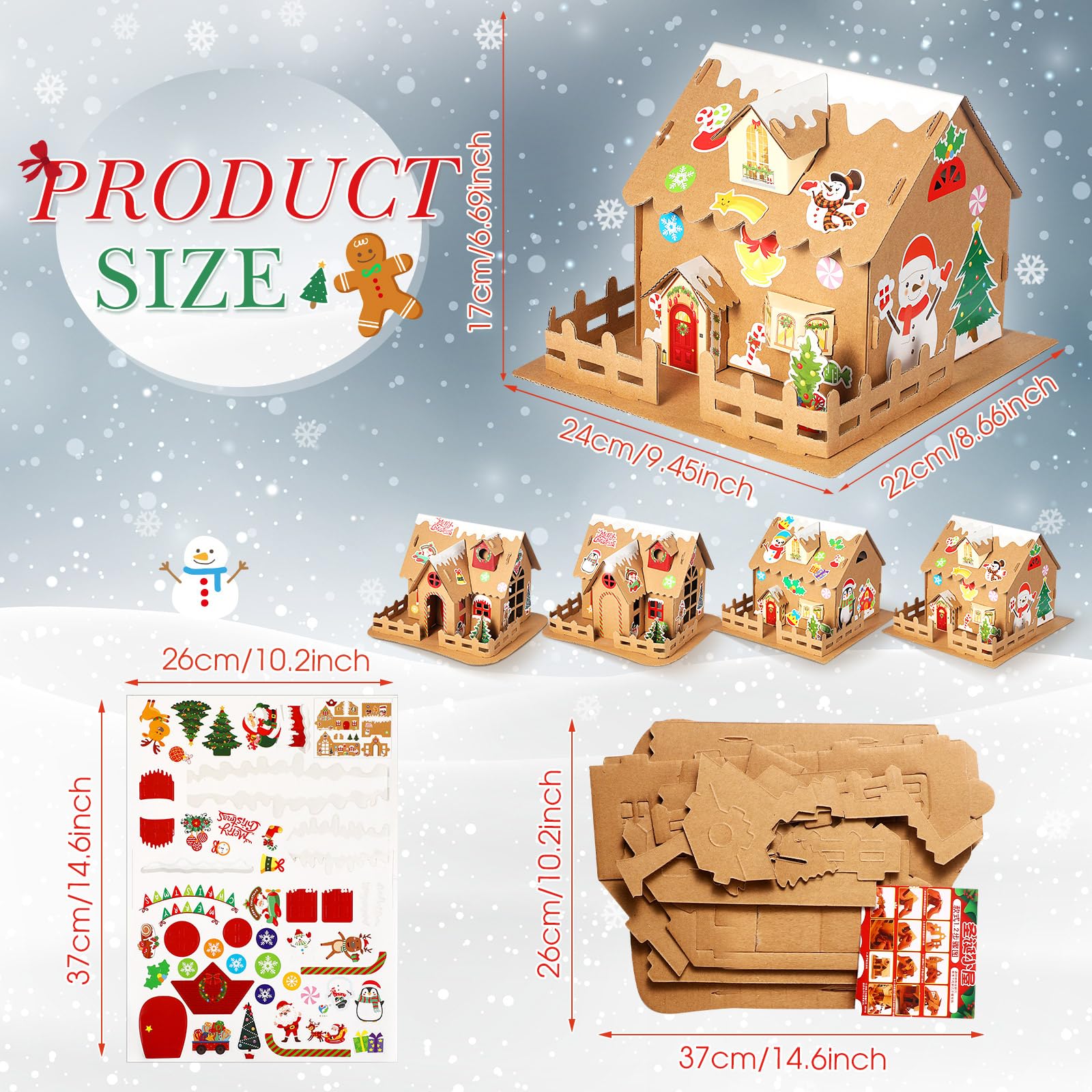 Snapklik.com : 16 Set Christmas Craft Kit Christmas Gingerbread House ...
