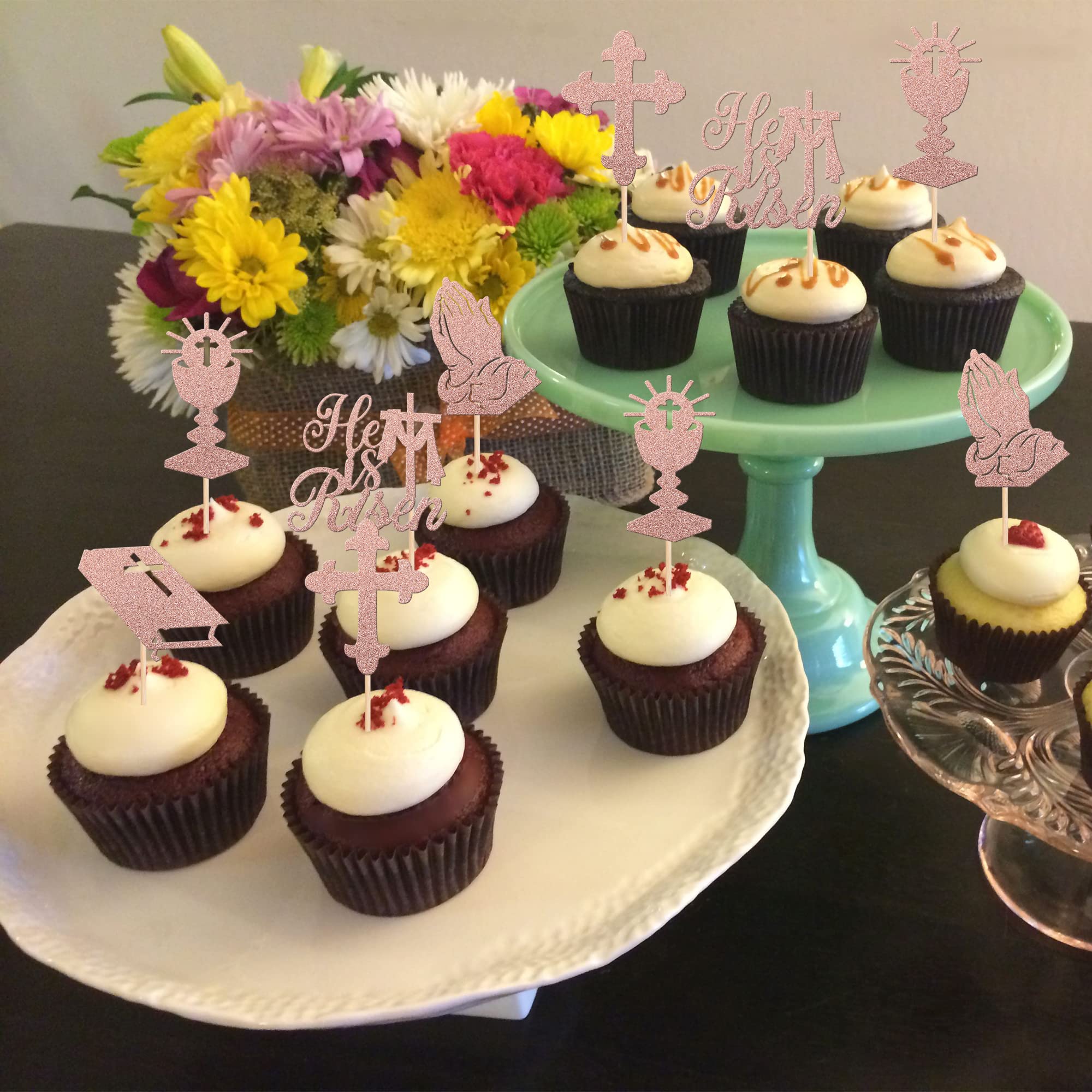 Snapklik.com : 30 PCS Jesus Easter Cupcake Toppers Glitter Religious ...