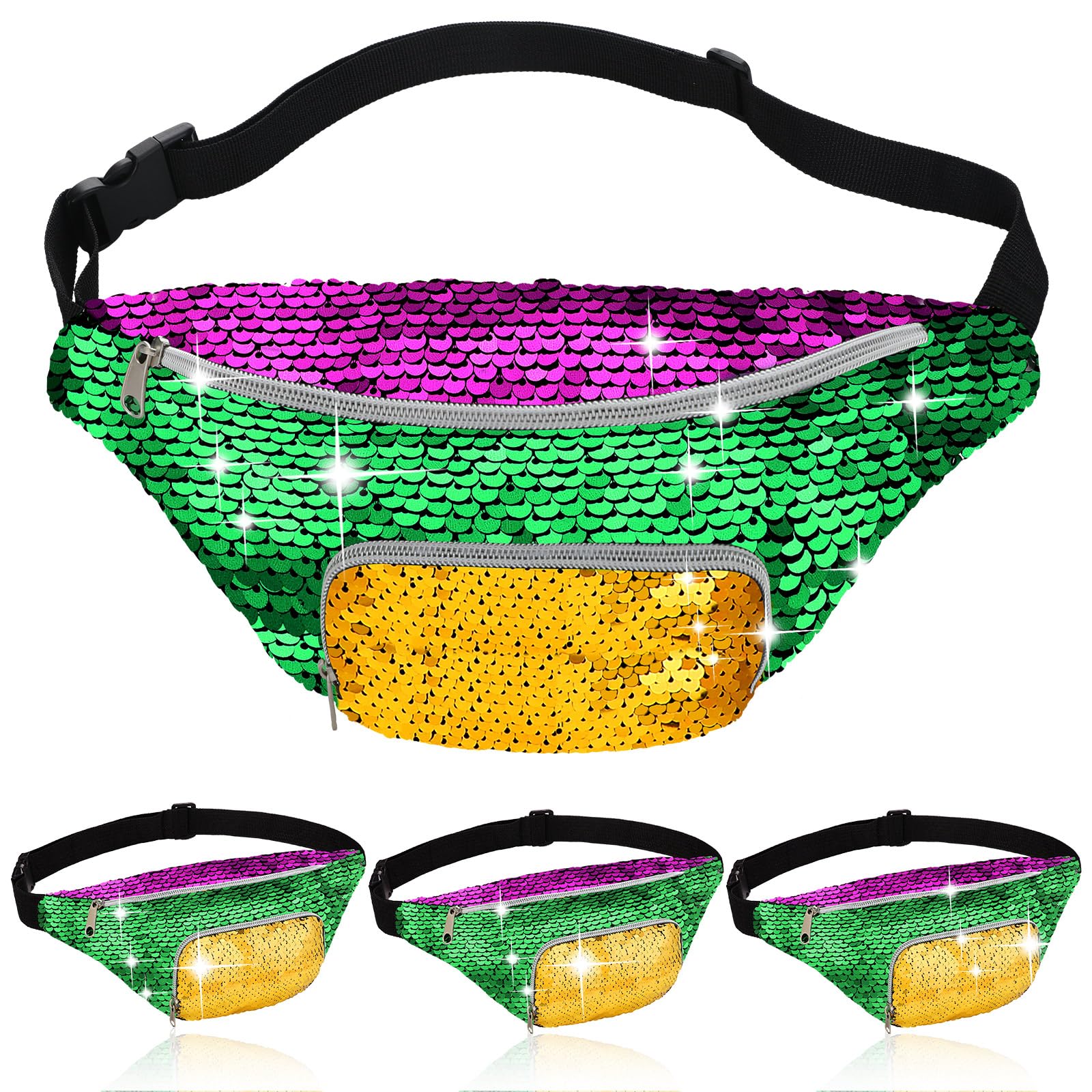 Amazon.com | Abbylike 4 Pcs Mardi Gras Sequin Fanny Packs for Adult ...
