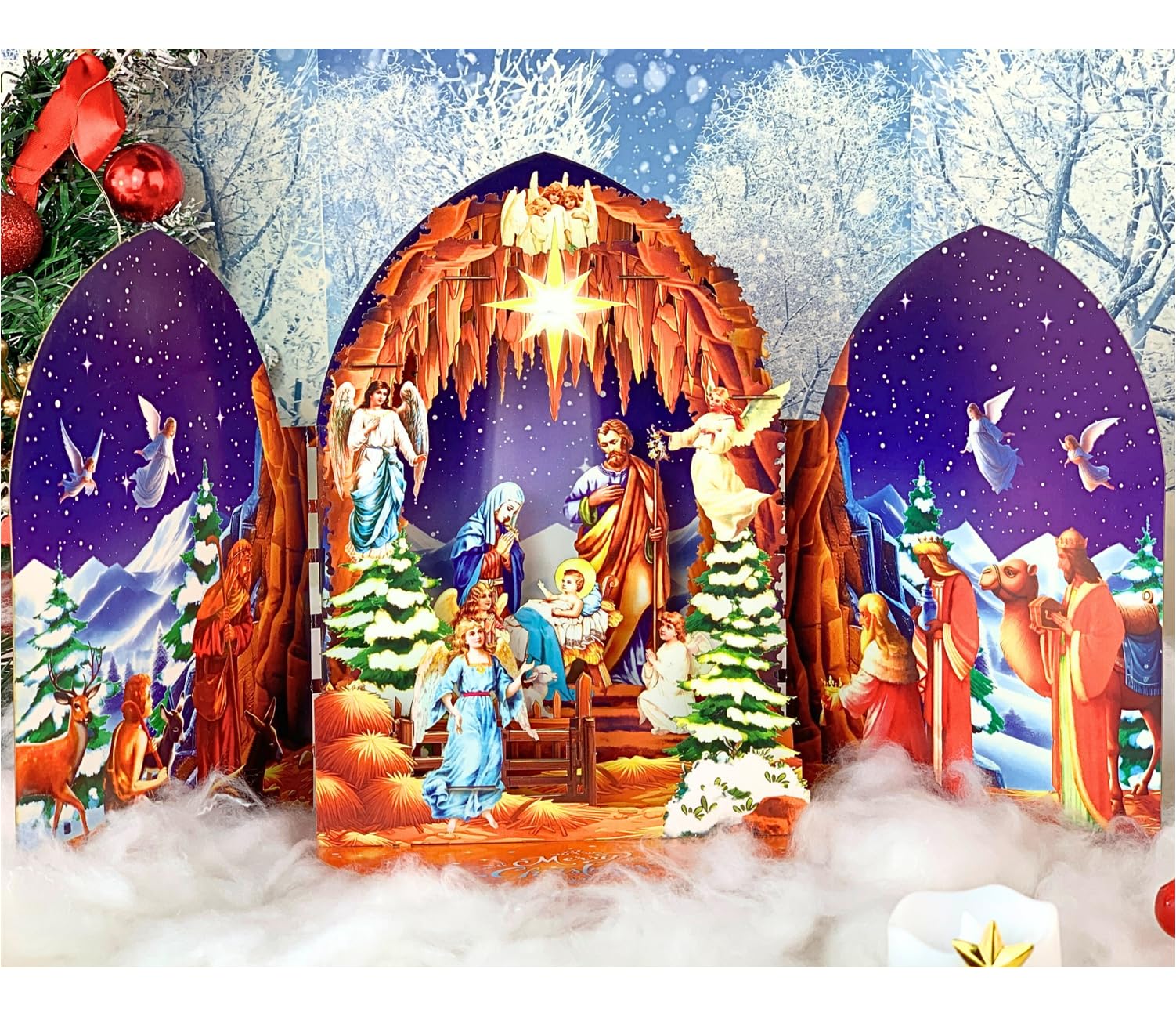Amazon.com : Nativity Scene Christmas Card, Religious Christmas Pop Up ...