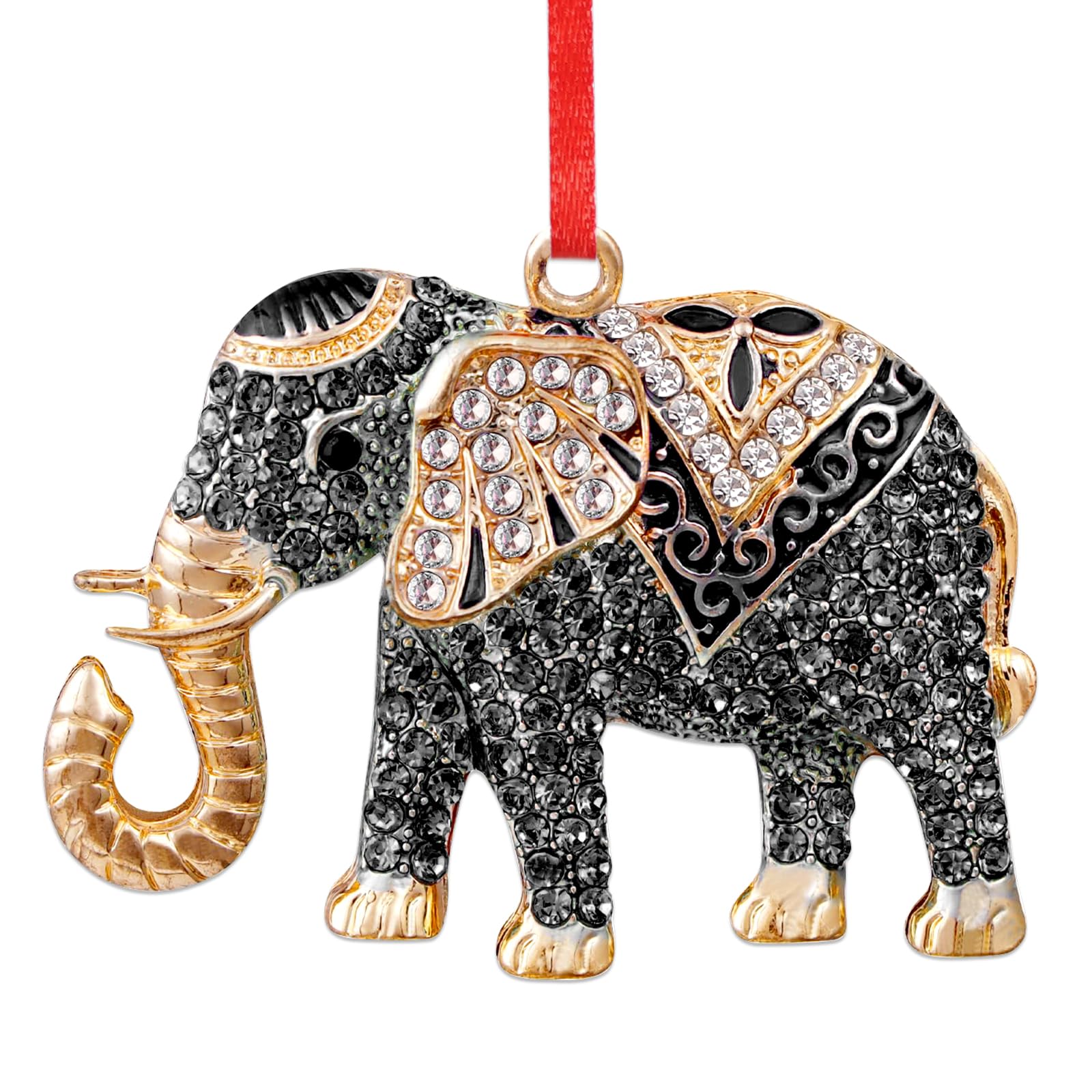 Amazon.com: Fsaoor Elephant Ornament 2024 - Metal Black Little Elephant ...