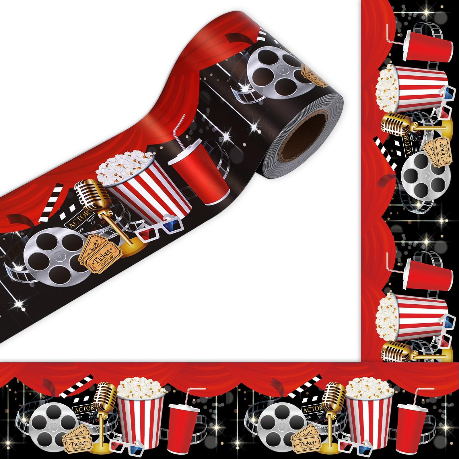 Amazon.com: Whaline 32.8ft Movie Night Bulletin Board Borders Popcorn ...