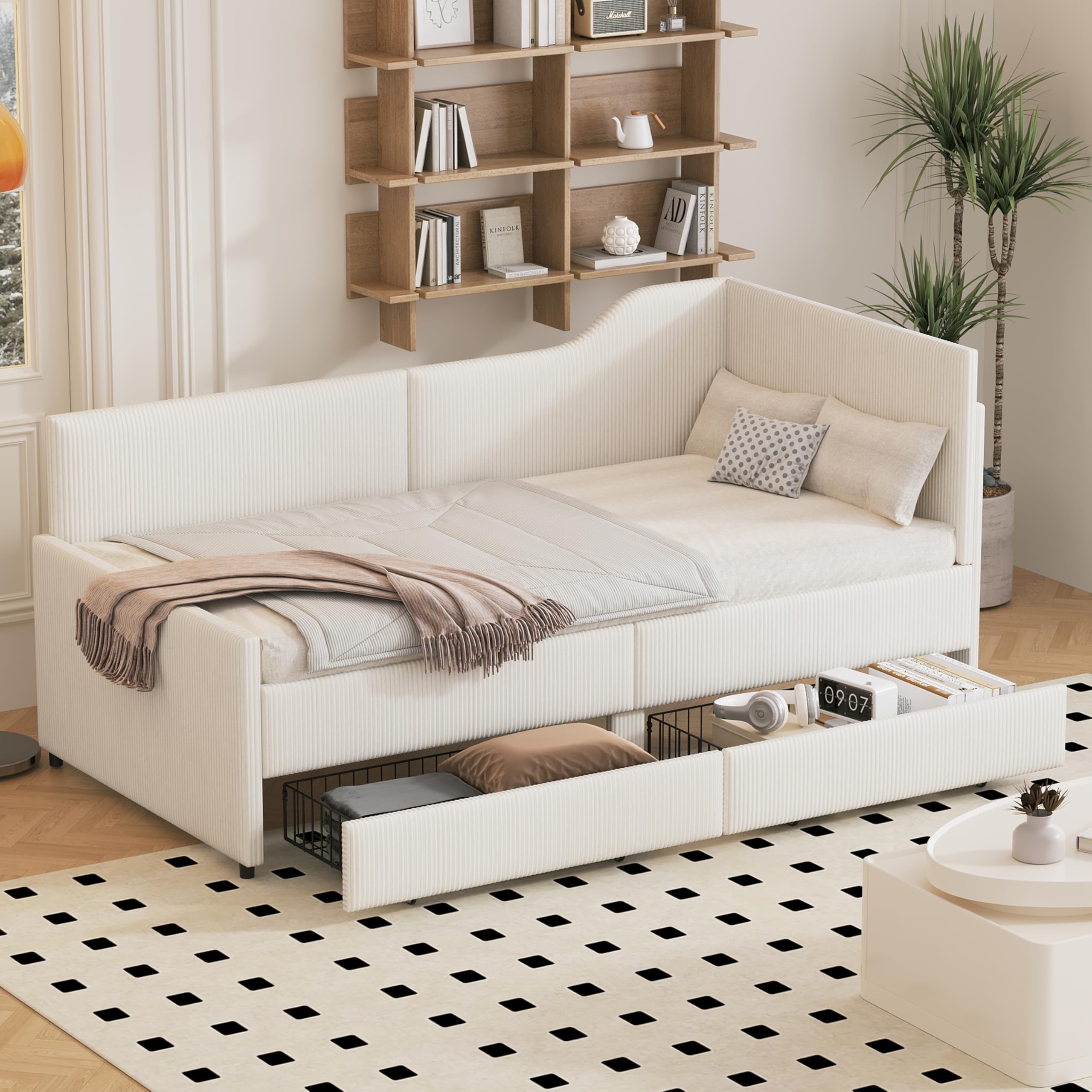 Merax Twin Corduroy Daybed with Storage Drawers User Manual