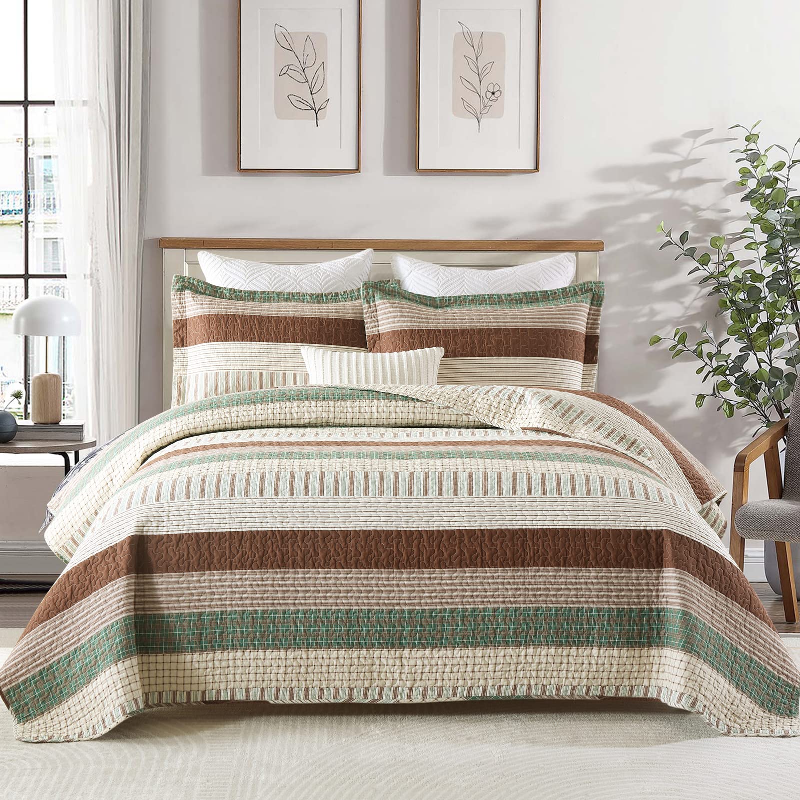 Amazon.com: Y-PLWOMEN King Size Quilt 100% Cotton Lightweight Coverlets ...