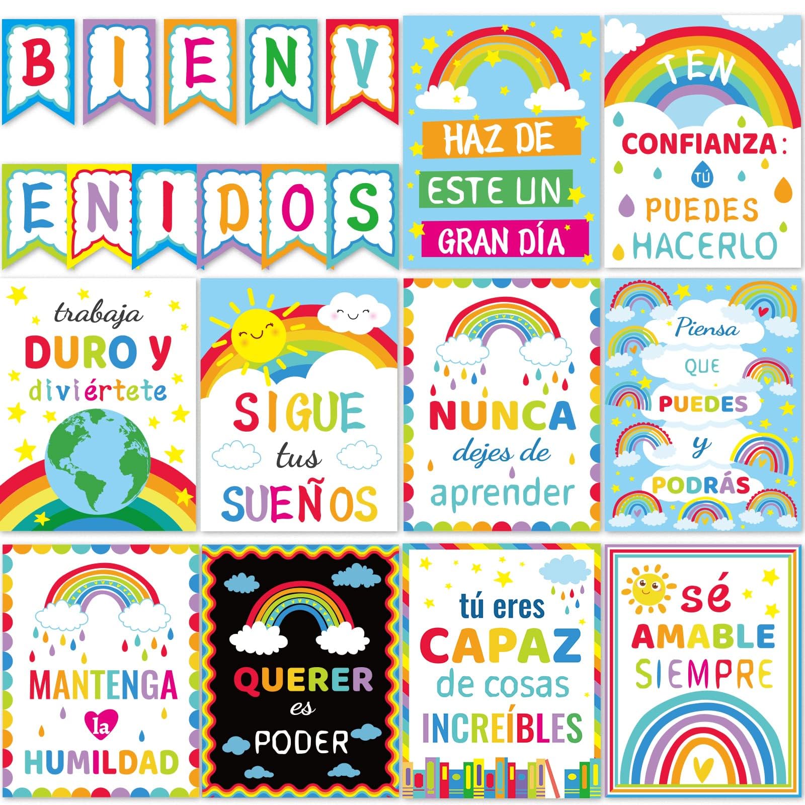 Snapklik.com : 21Pcs Back To School Spanish Classroom Posters Decoration