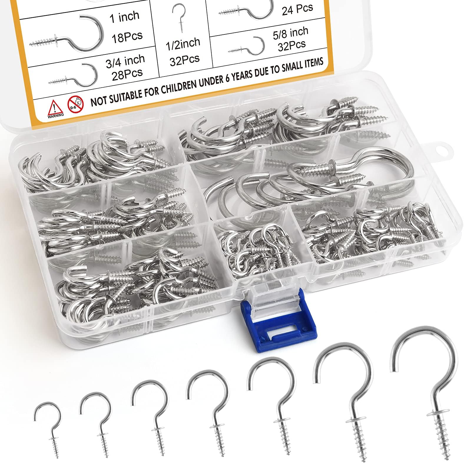100 Pcs Nickel Plated Metal Ceiling Hooks Screw-in Eye Hooks Cup Hook ...