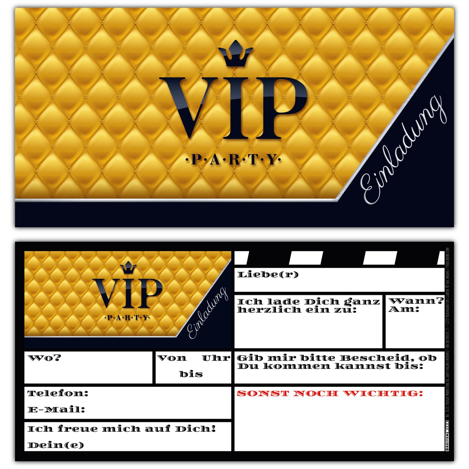 BREITENWERK 14er Set V.I.P. Einladungskarten - edle Premium Einladungen ...