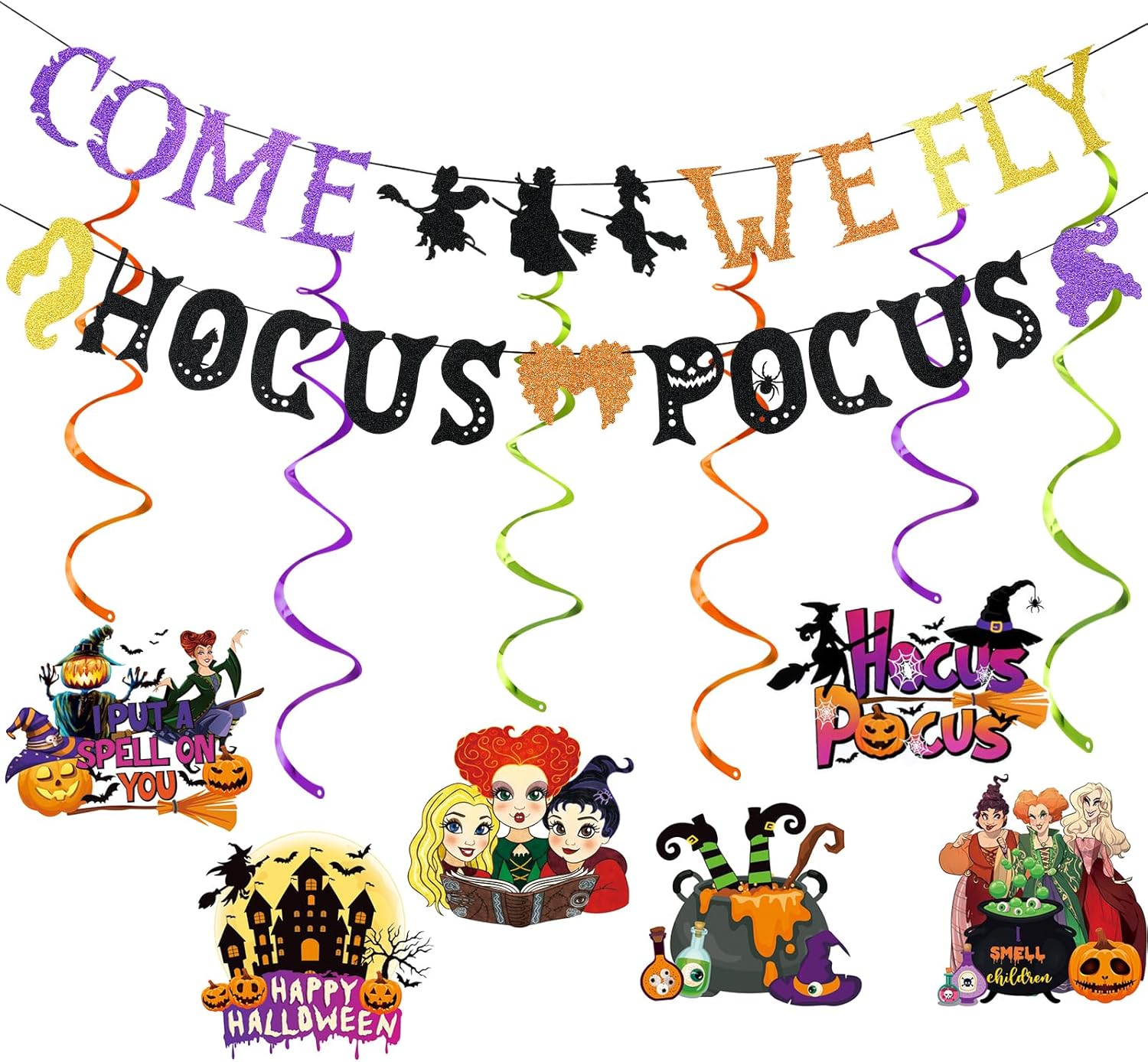 Amazon.com: Hocus Pocus Come We Fly Banner Hocus Pocus Party Banner ...