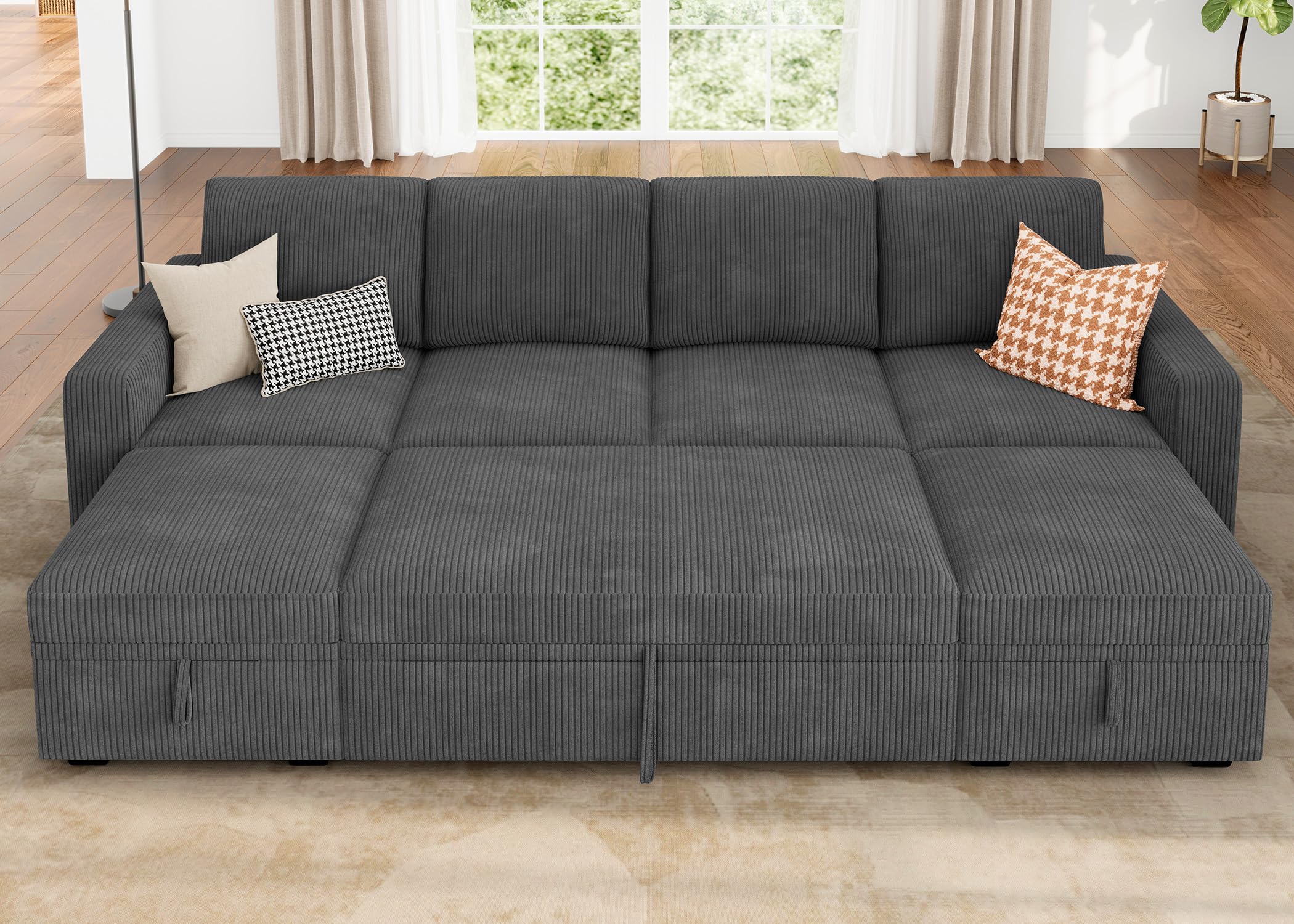 Amazon.com: HONBAY Modular Sectional Sleeper Sofa Bed, Corduroy Pull ...