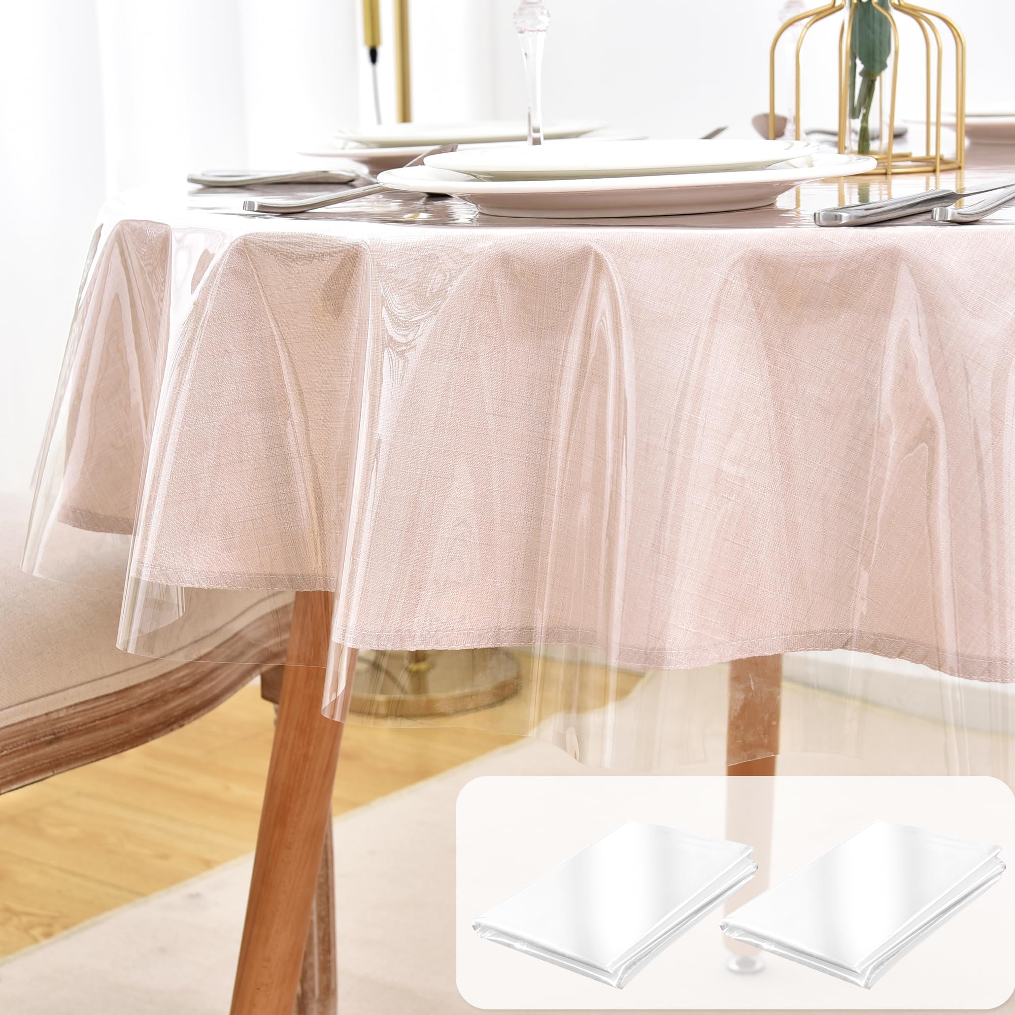 Amazon.com: BNYD Clear Plastic Tablecloth Protector, Table Cloth Vinyl ...