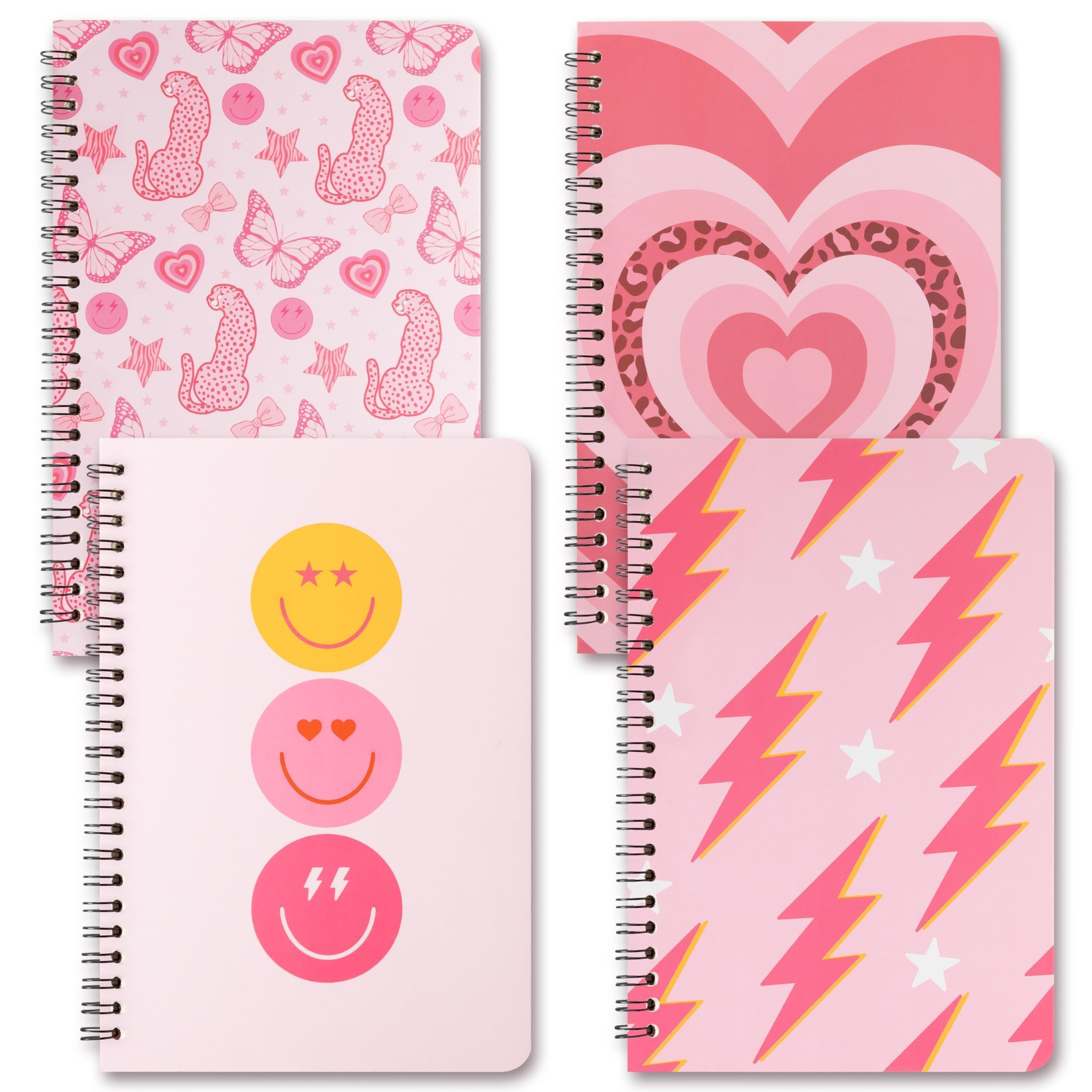 Amazon.com : L1rabe 4 A5 Preppy Spiral Notebooks Valentine's Day Back ...
