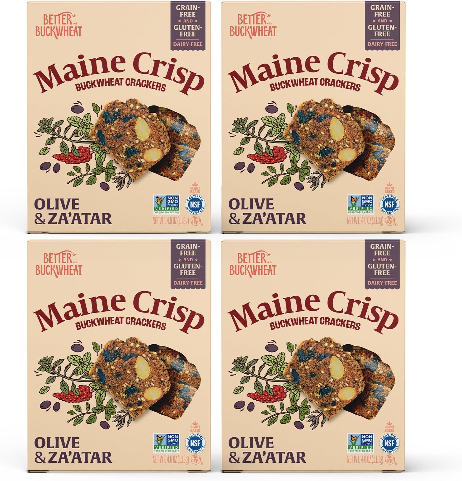 Amazon.com: Maine Crisp Olive & Za'atar Crisps, 4 Pack, Gluten Free ...