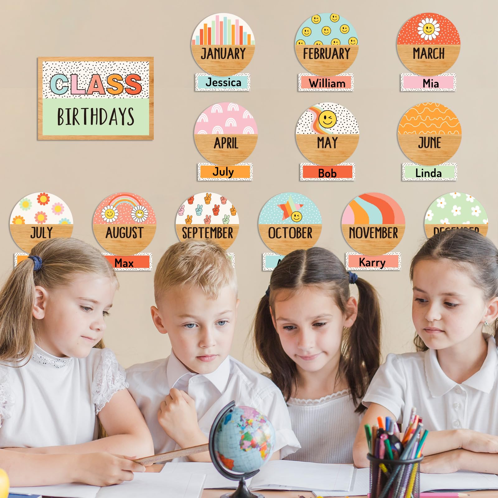 Educational Posters WhatSign Classroom Birthday Chart - Boho Happy ...