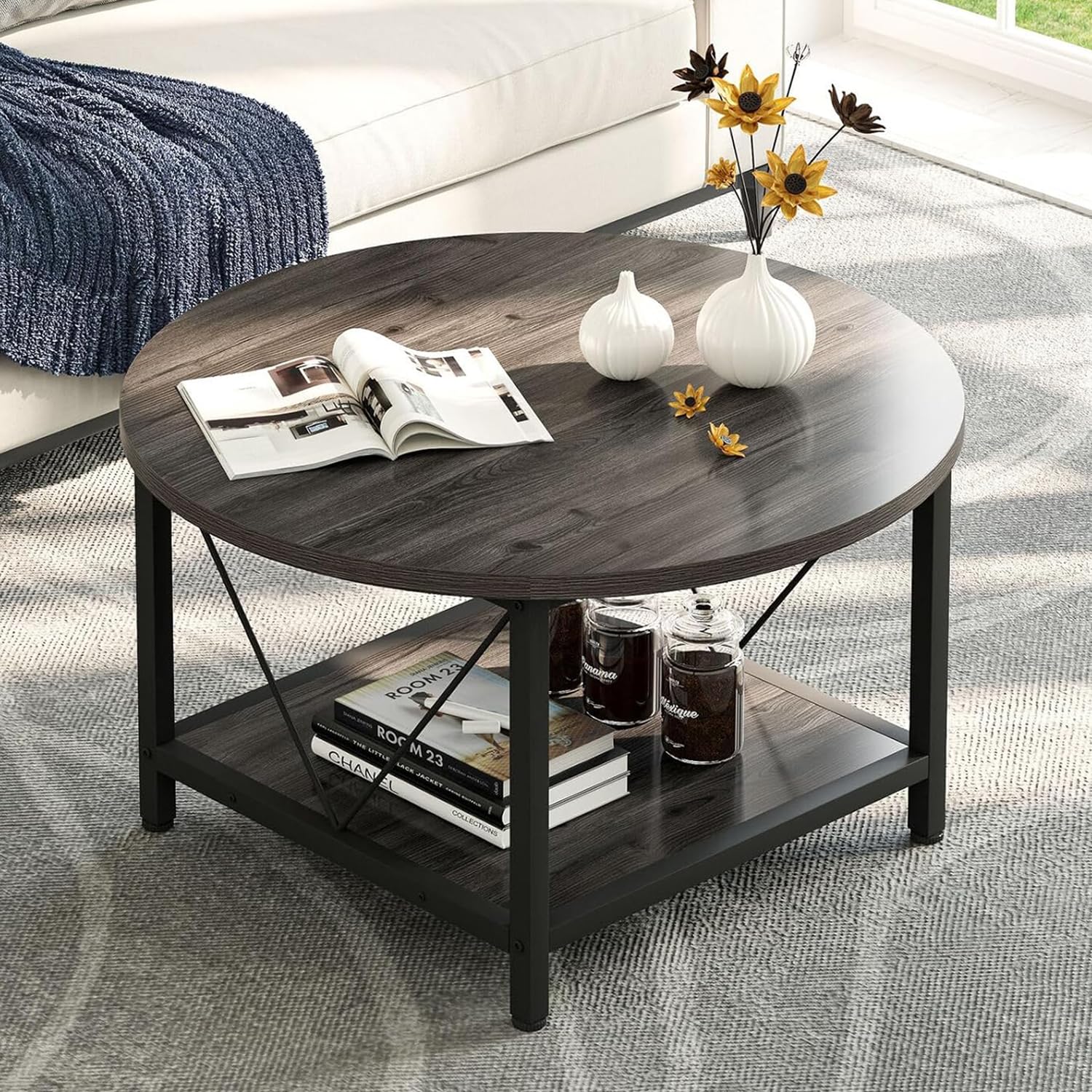 Amazon.com: YITAHOME Coffee Tables for Living Room, Round Coffee Table ...
